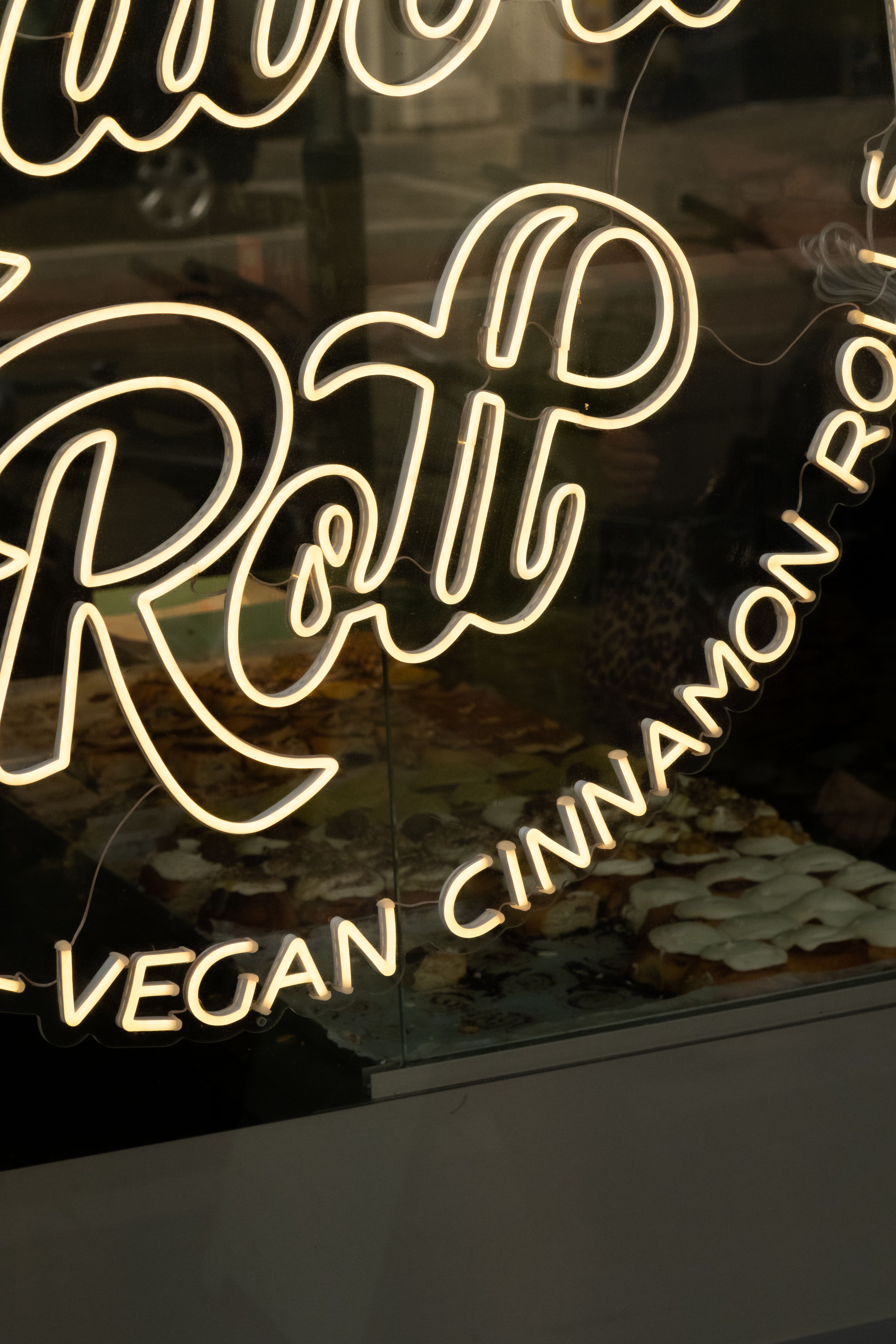 Neon Text on Restaurant Window · Free Stock Photo