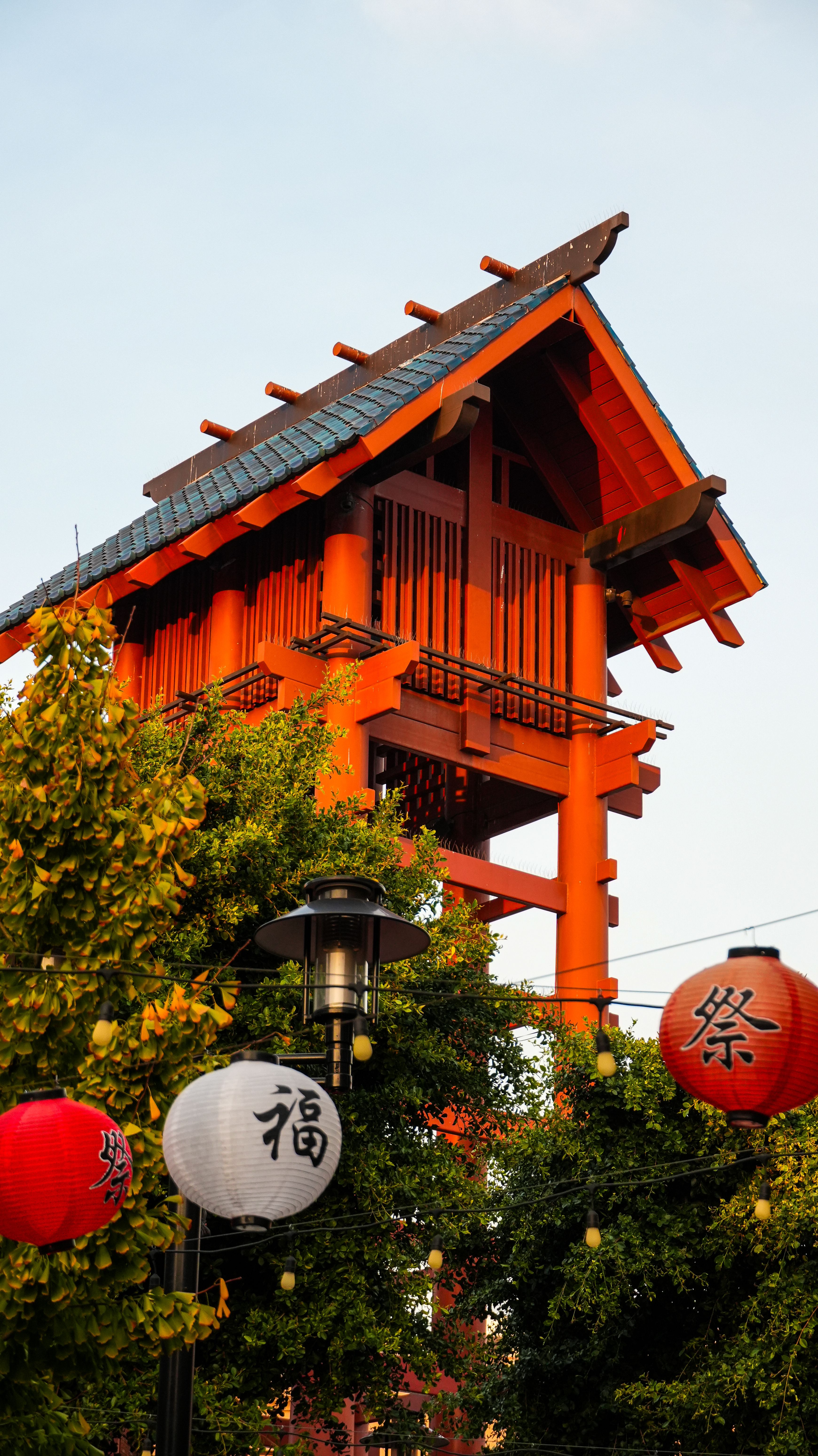 Traditional Japanese Tower and Lanterns at Sunset · Free Stock Photo