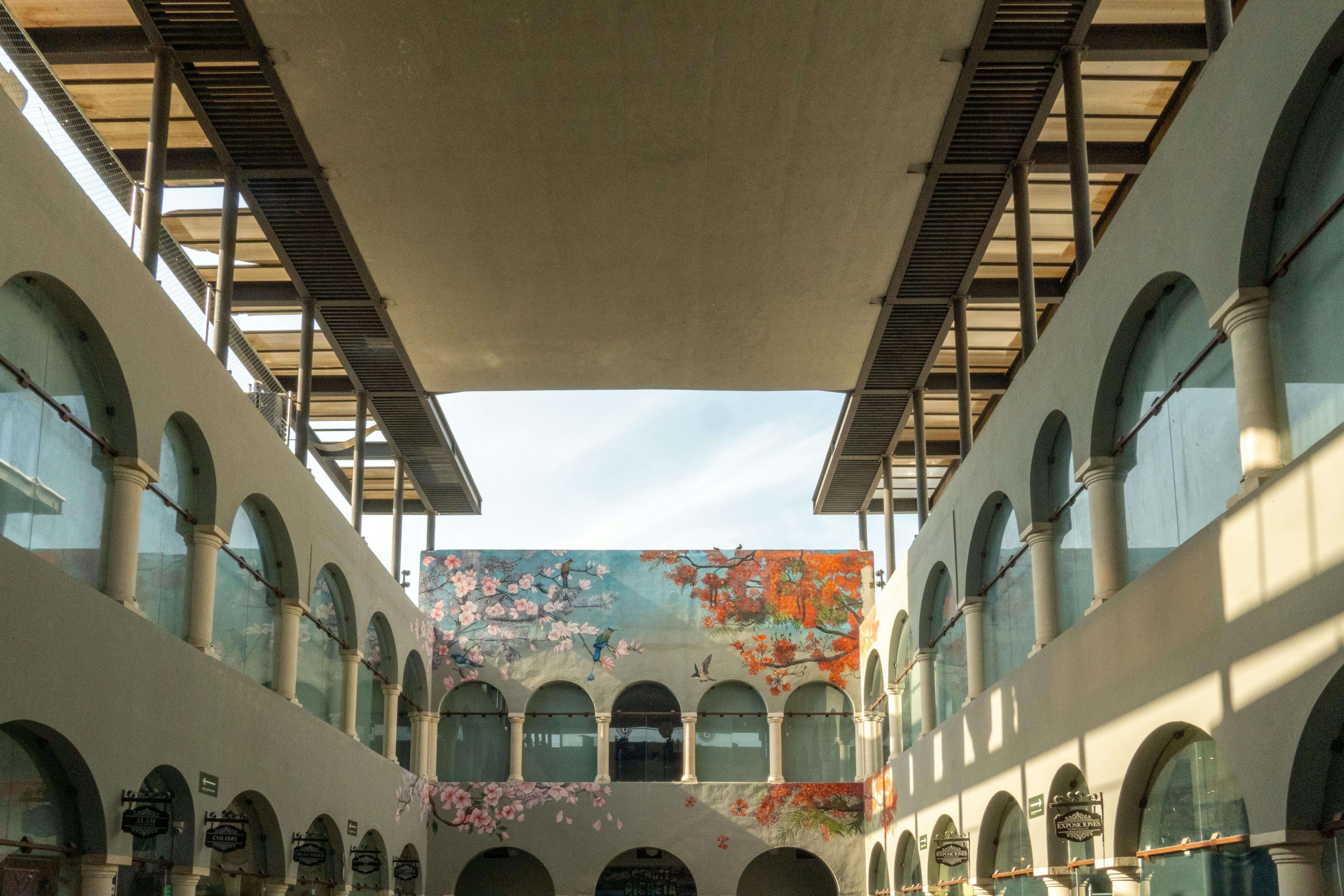 Shopping Arcade Pasaje Picheta Courtyard with a Mural · Free Stock Photo