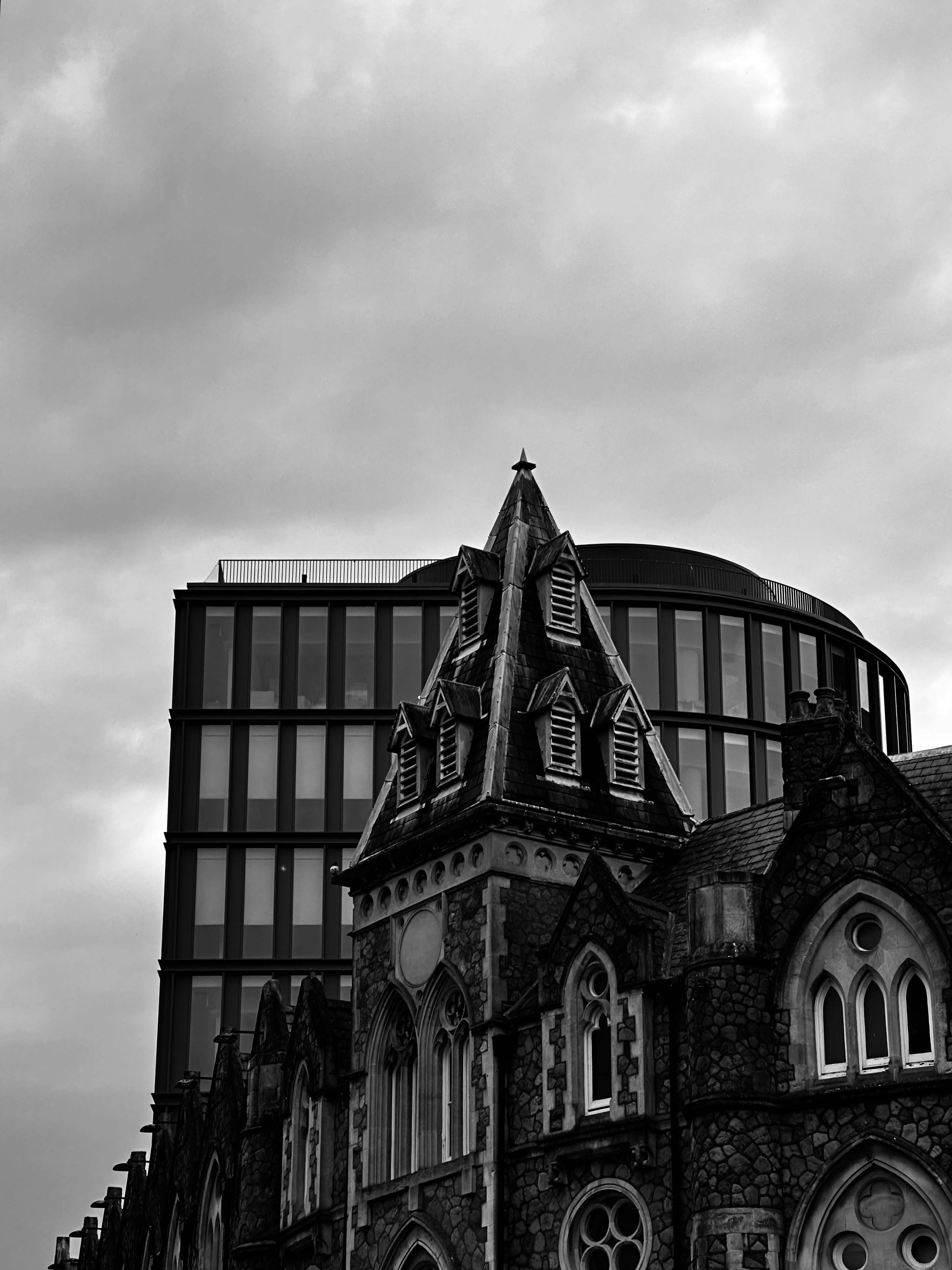 Black and White Photo of an Old and Modern Buildings in a City · Free ...