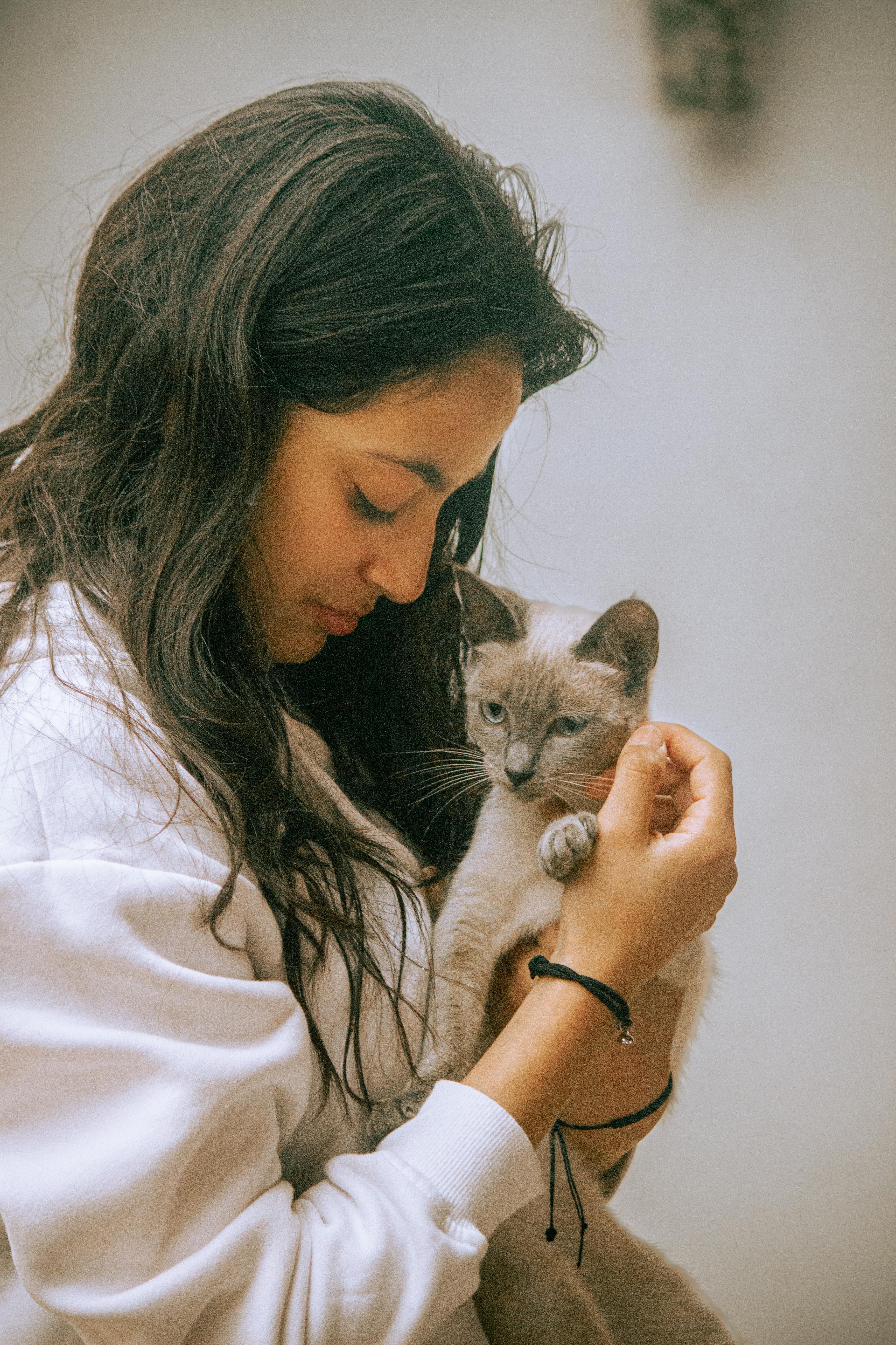 Woman Carrying Siamese Cat · Free Stock Photo