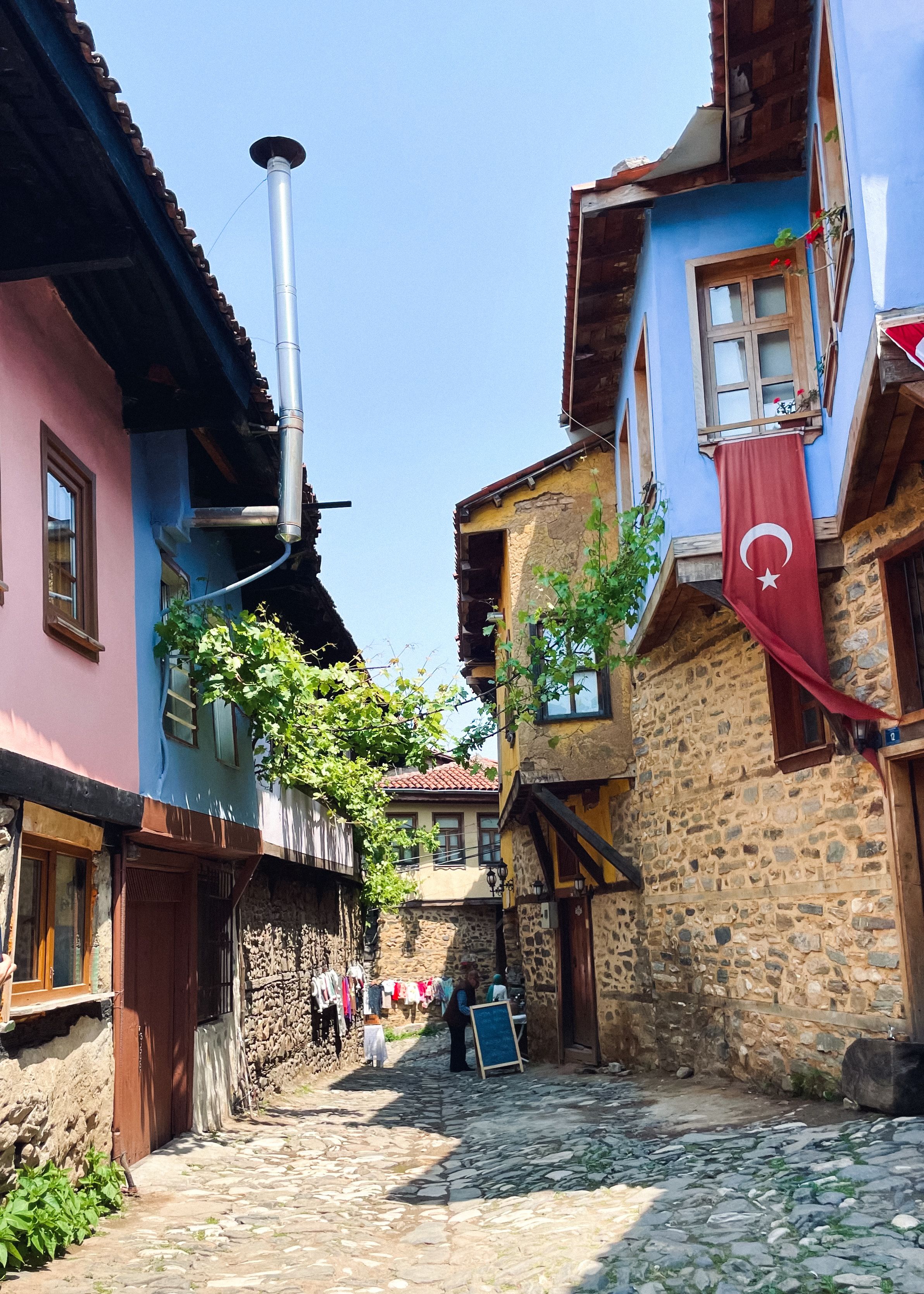 View of a Narrow Alley between Colorful Houses in a Turkish Town · Free ...