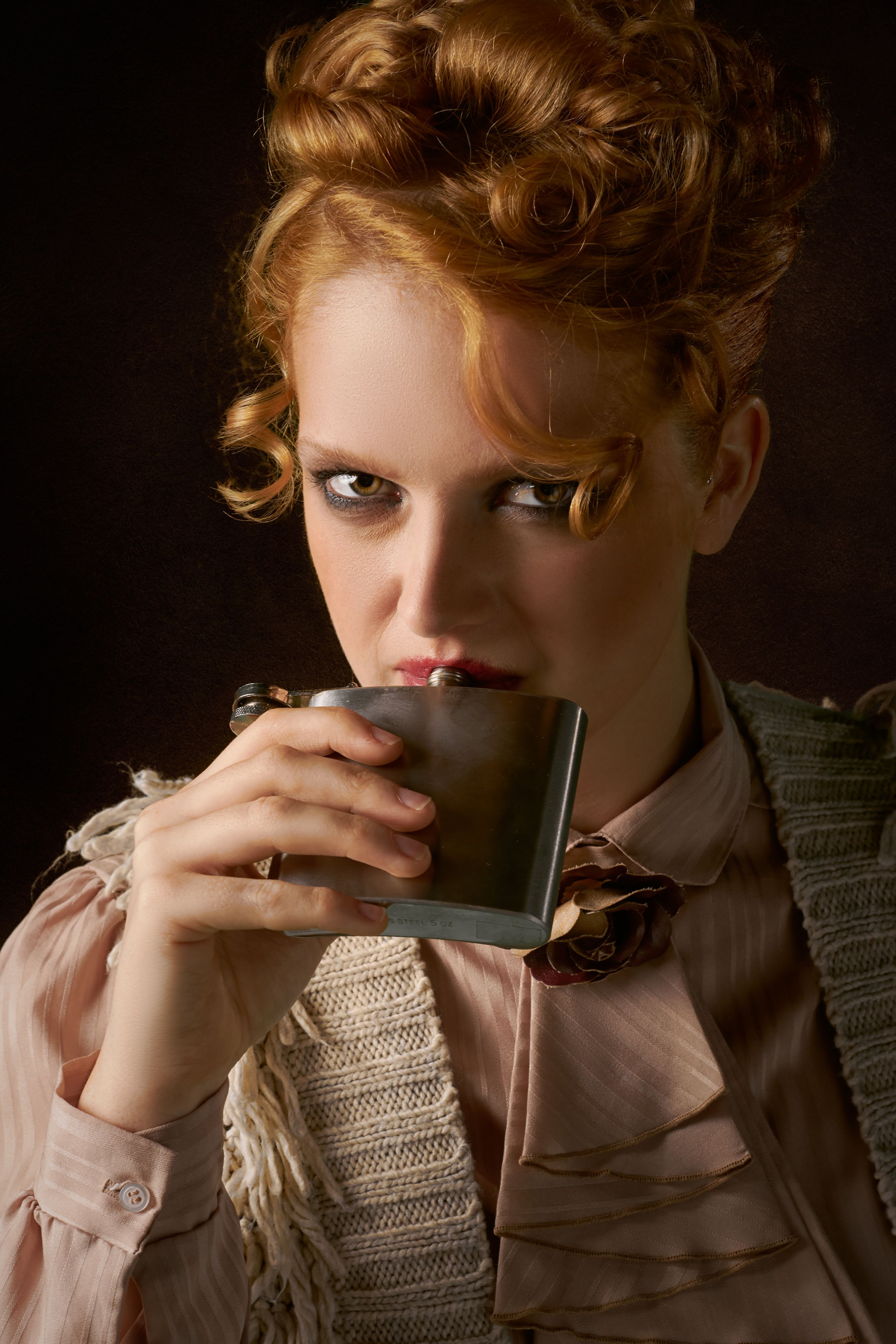 Woman Holding Hip Flask to Her Mouth · Free Stock Photo