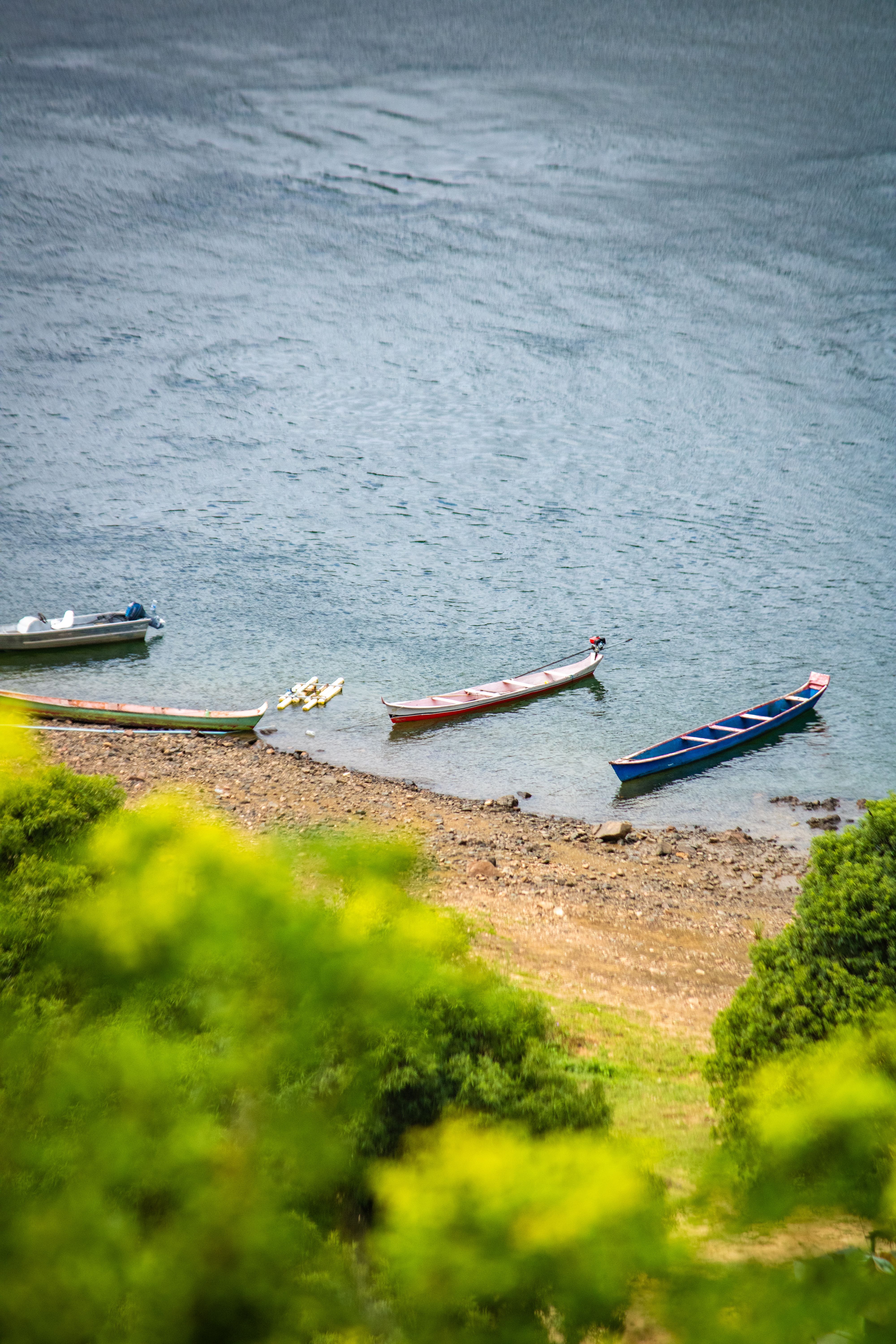 Aerial View of a Beach and Moored Boats · Free Stock Photo