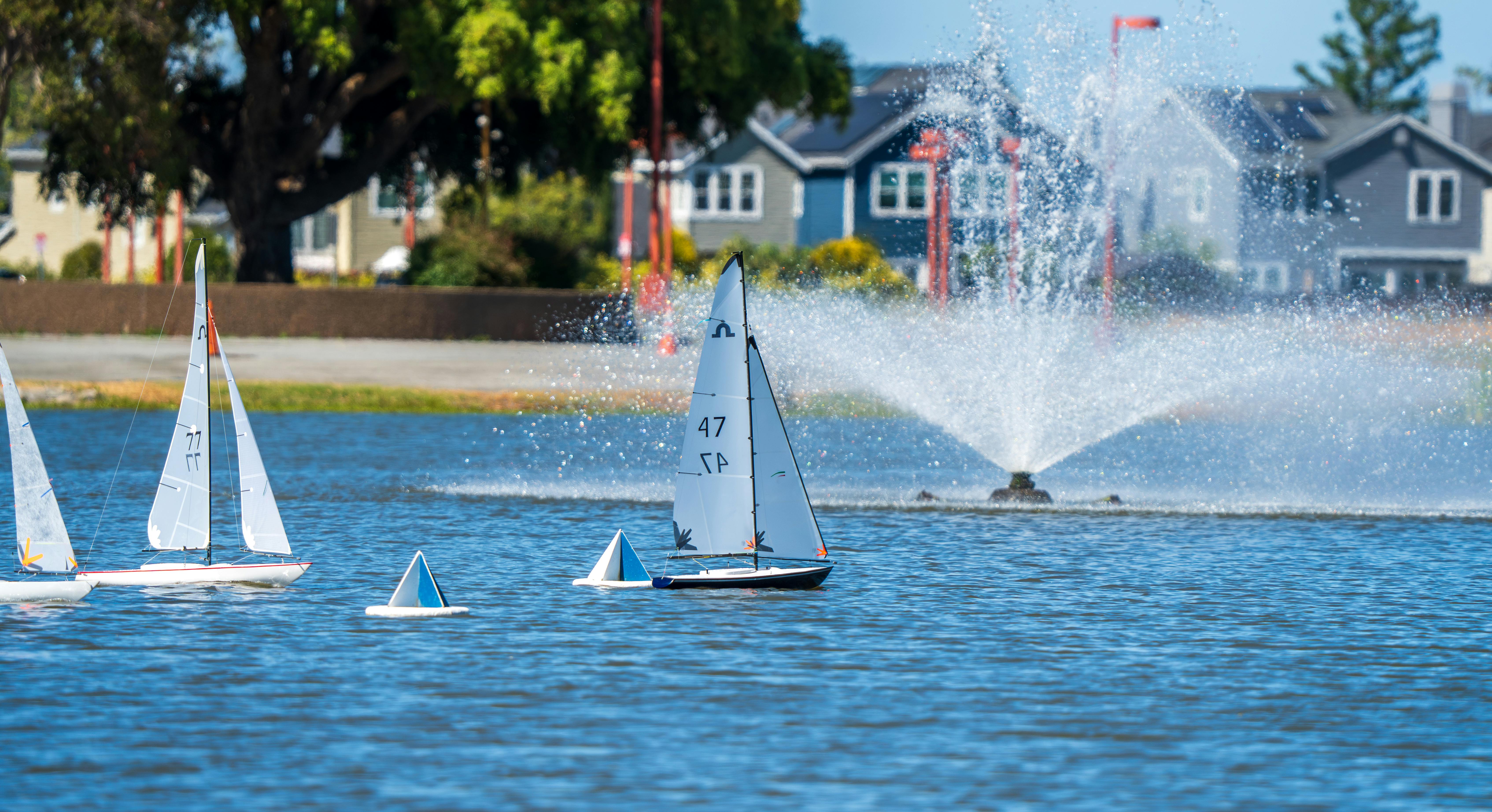 Sailboat Models on Lake · Free Stock Photo