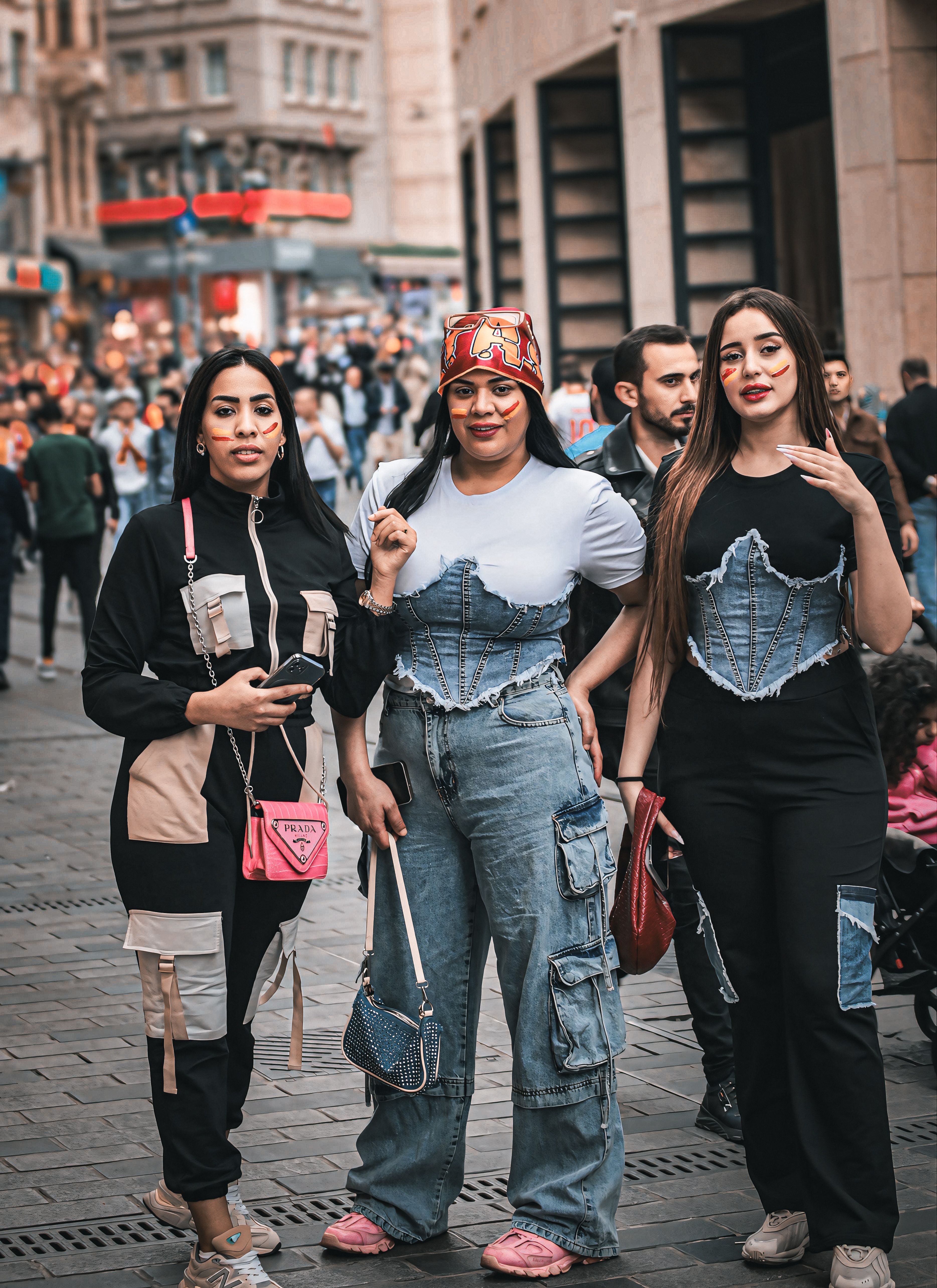 Brunette Women with Colombian Flags on Cheeks Posing on Street · Free ...