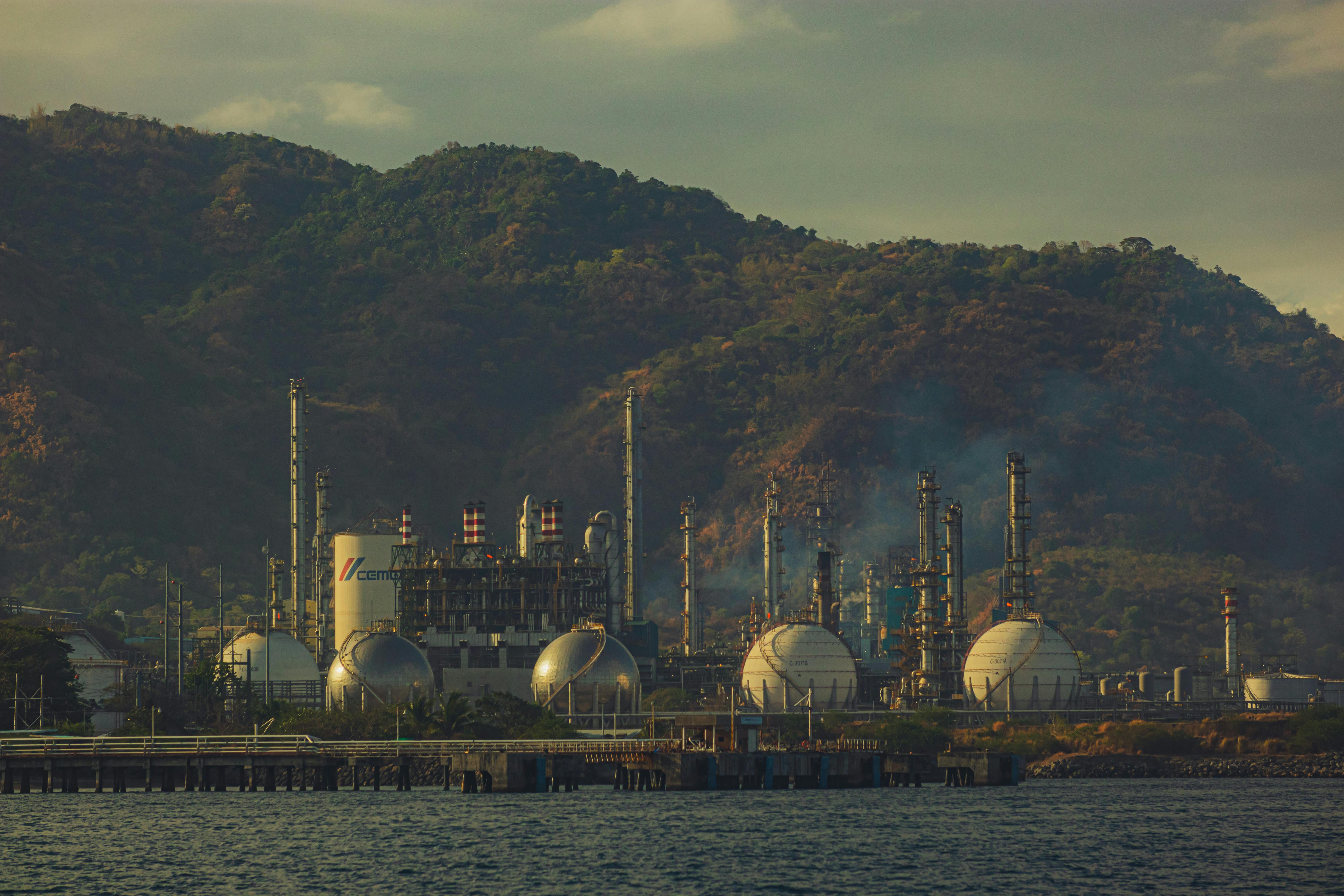 Factory by River · Free Stock Photo