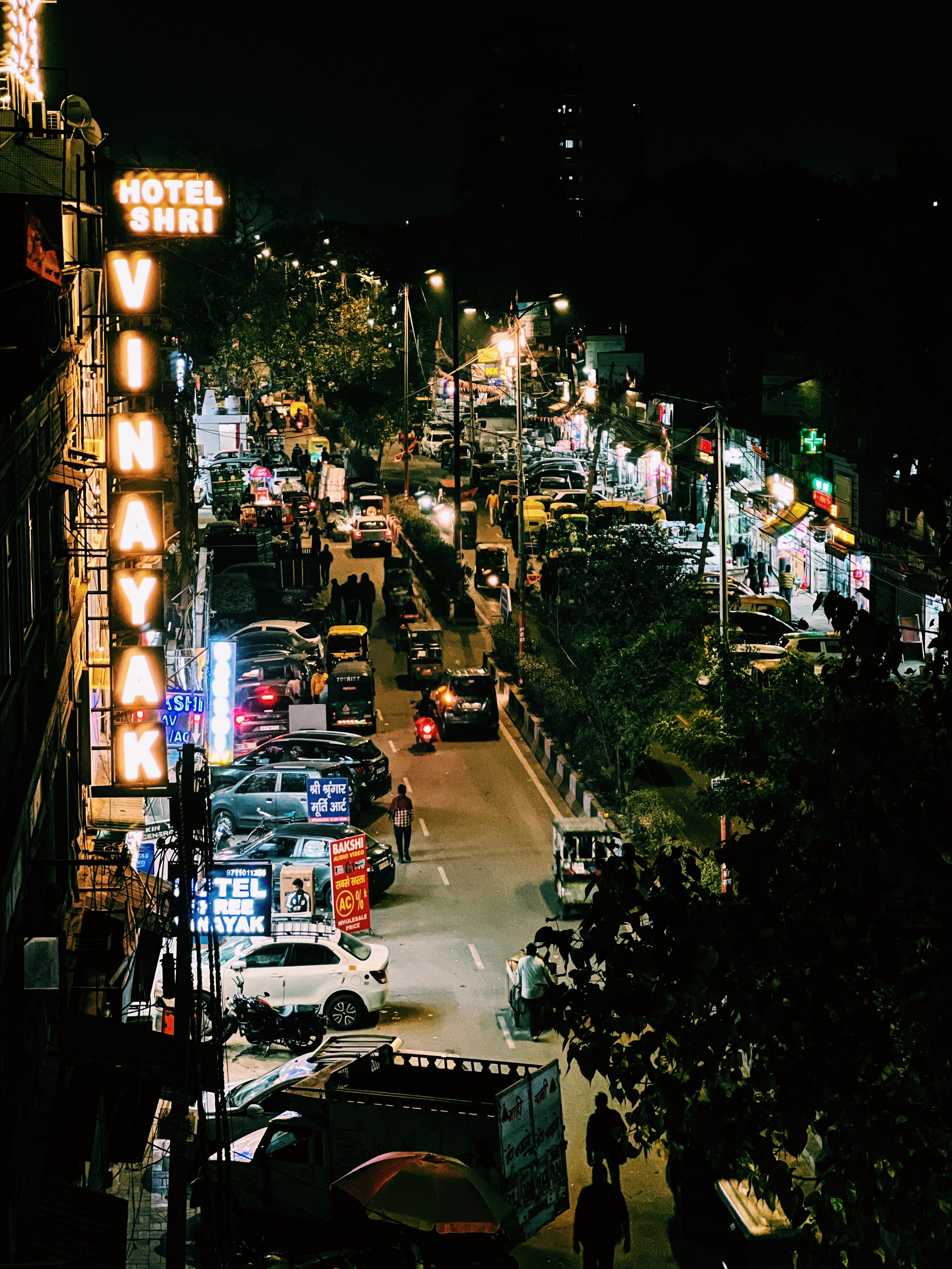 Illuminated Street in Delhi at Night · Free Stock Photo