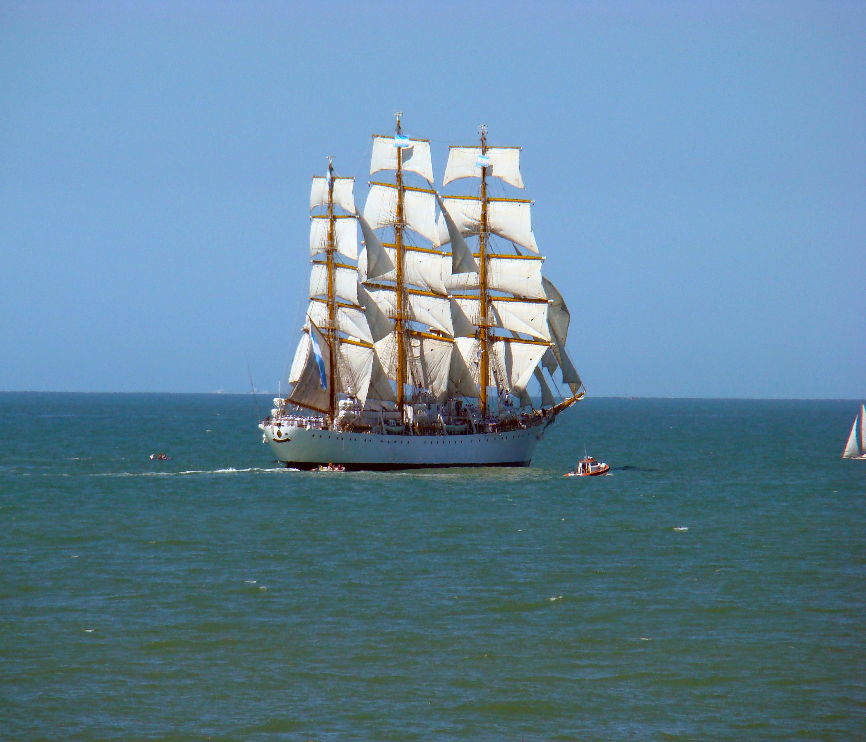 Ship with Sails on Sea · Free Stock Photo