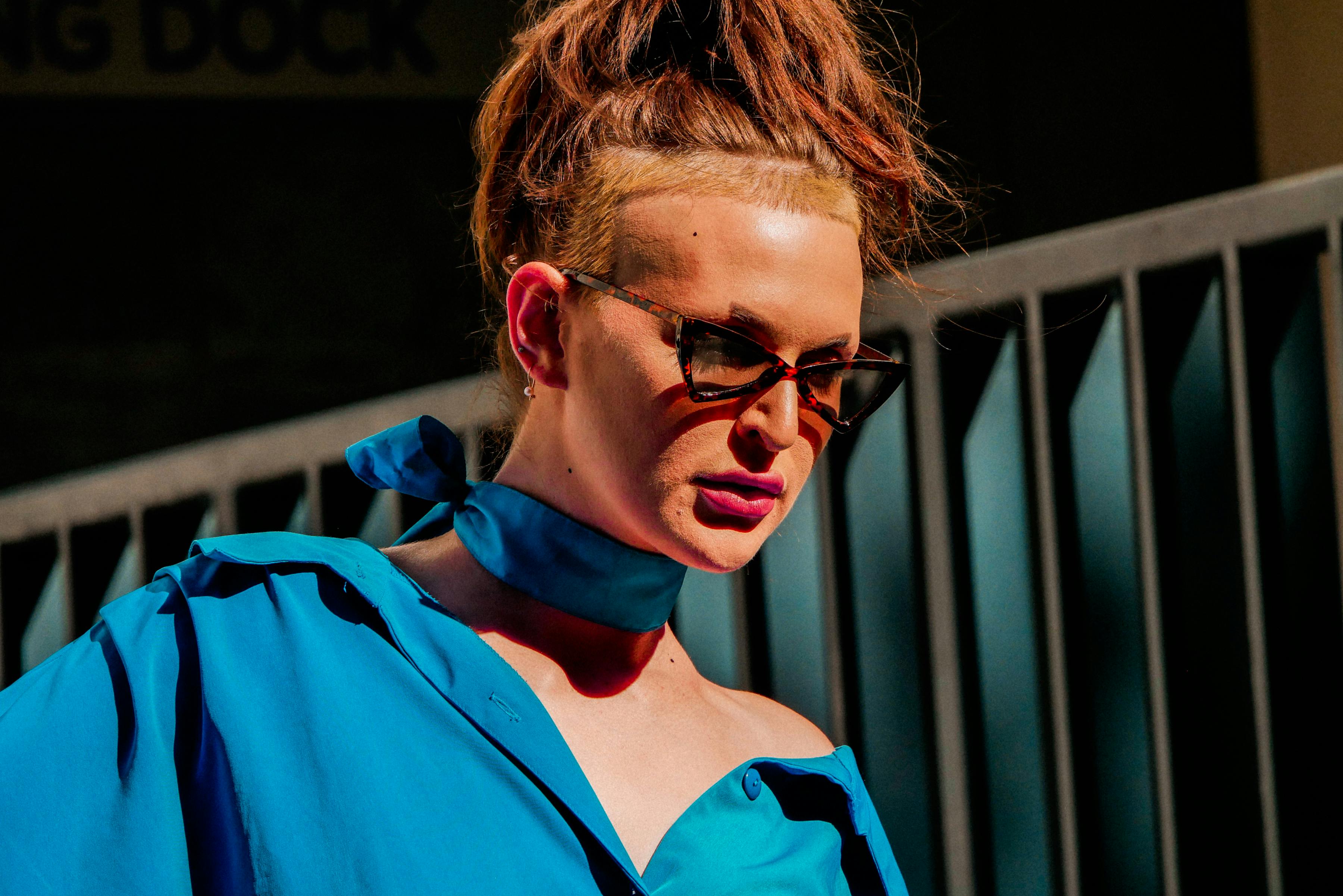 Woman In Blue Choker Shirt · Free Stock Photo