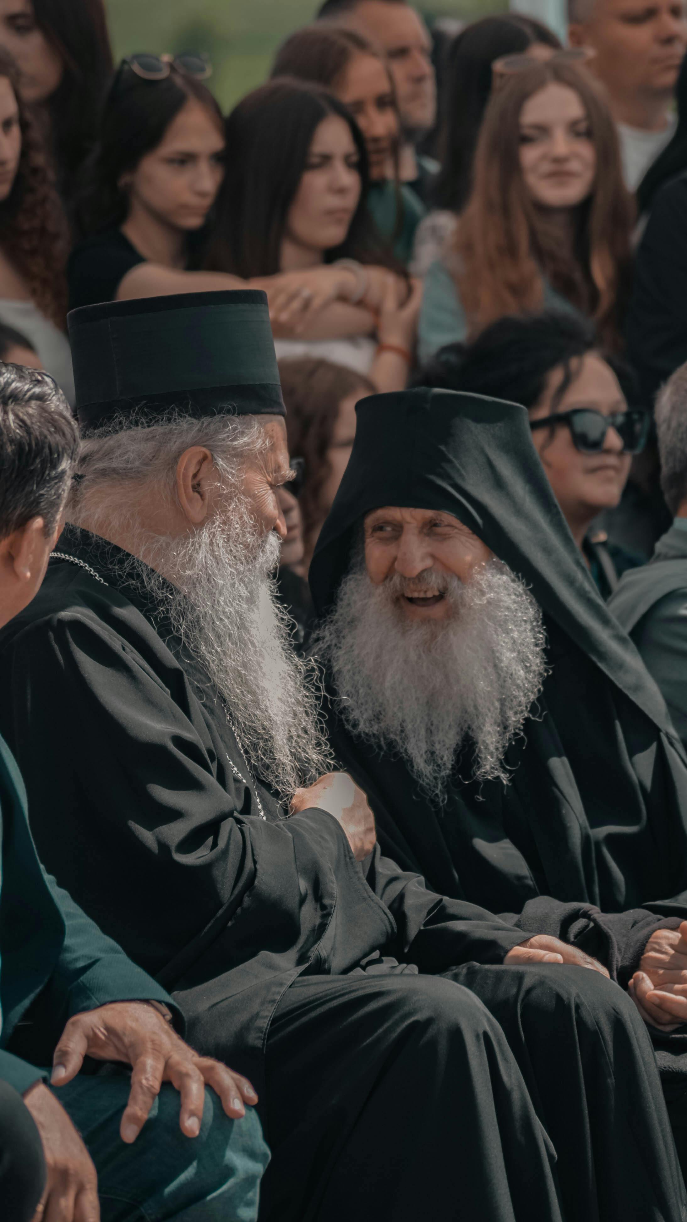 Men with Gray Beards Wearing Black Robes at a Religious Ceremony · Free ...