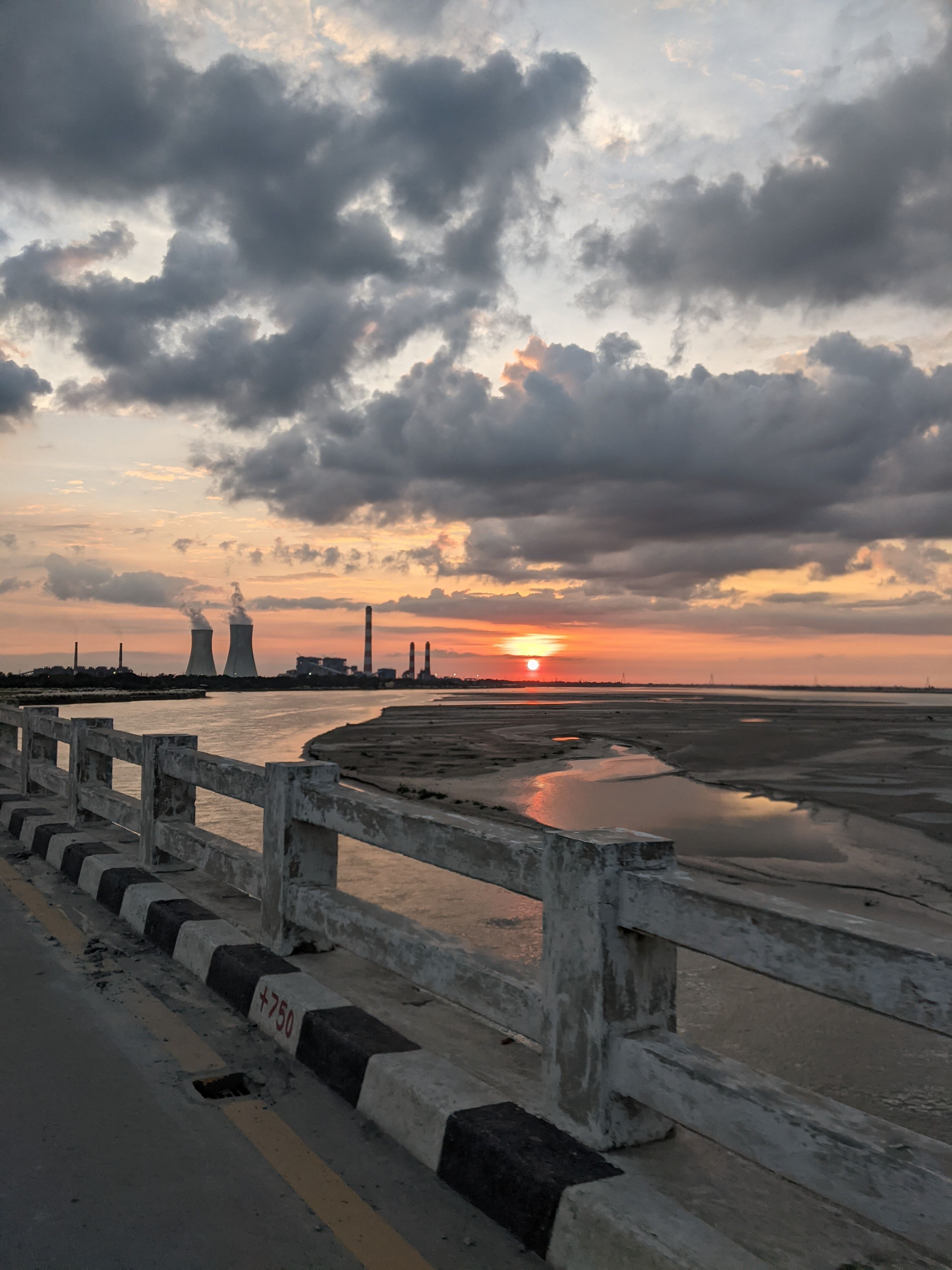 Sandy Shore near Nuclear Power Plant at Sunset · Free Stock Photo