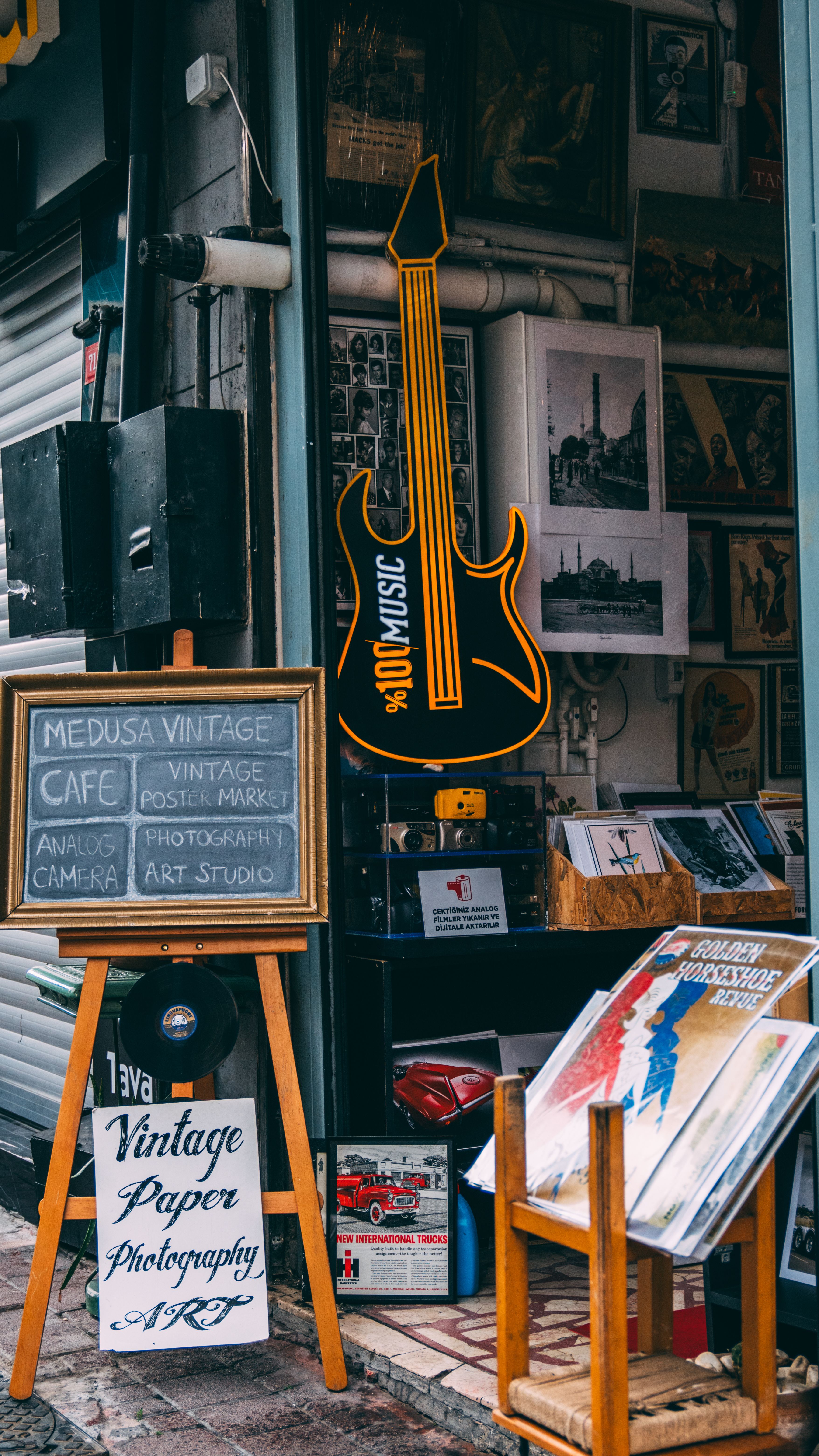 Vintage Style Music and Art Cafe Front · Free Stock Photo