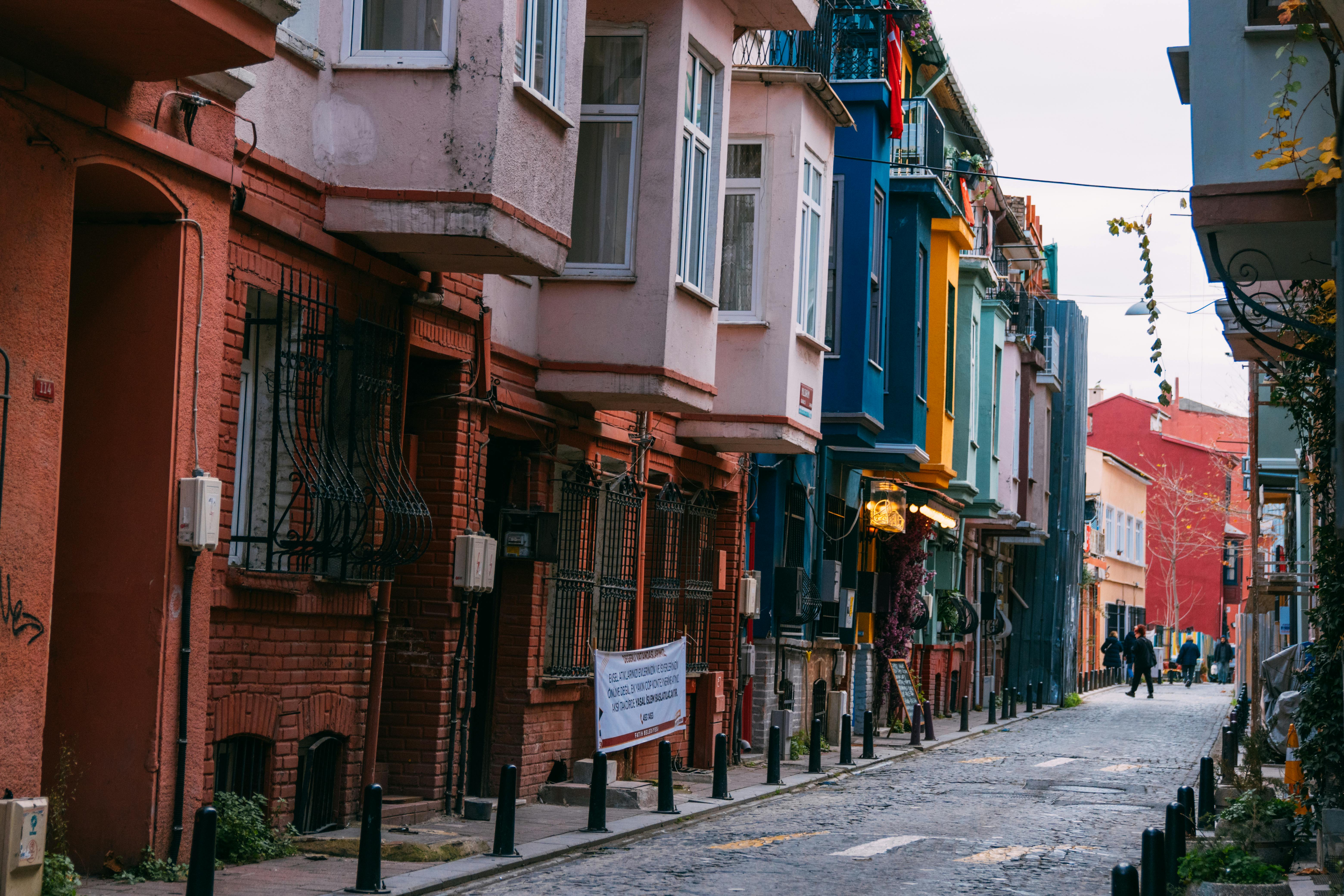 Colorful Tenements by the Street in Istanbul · Free Stock Photo