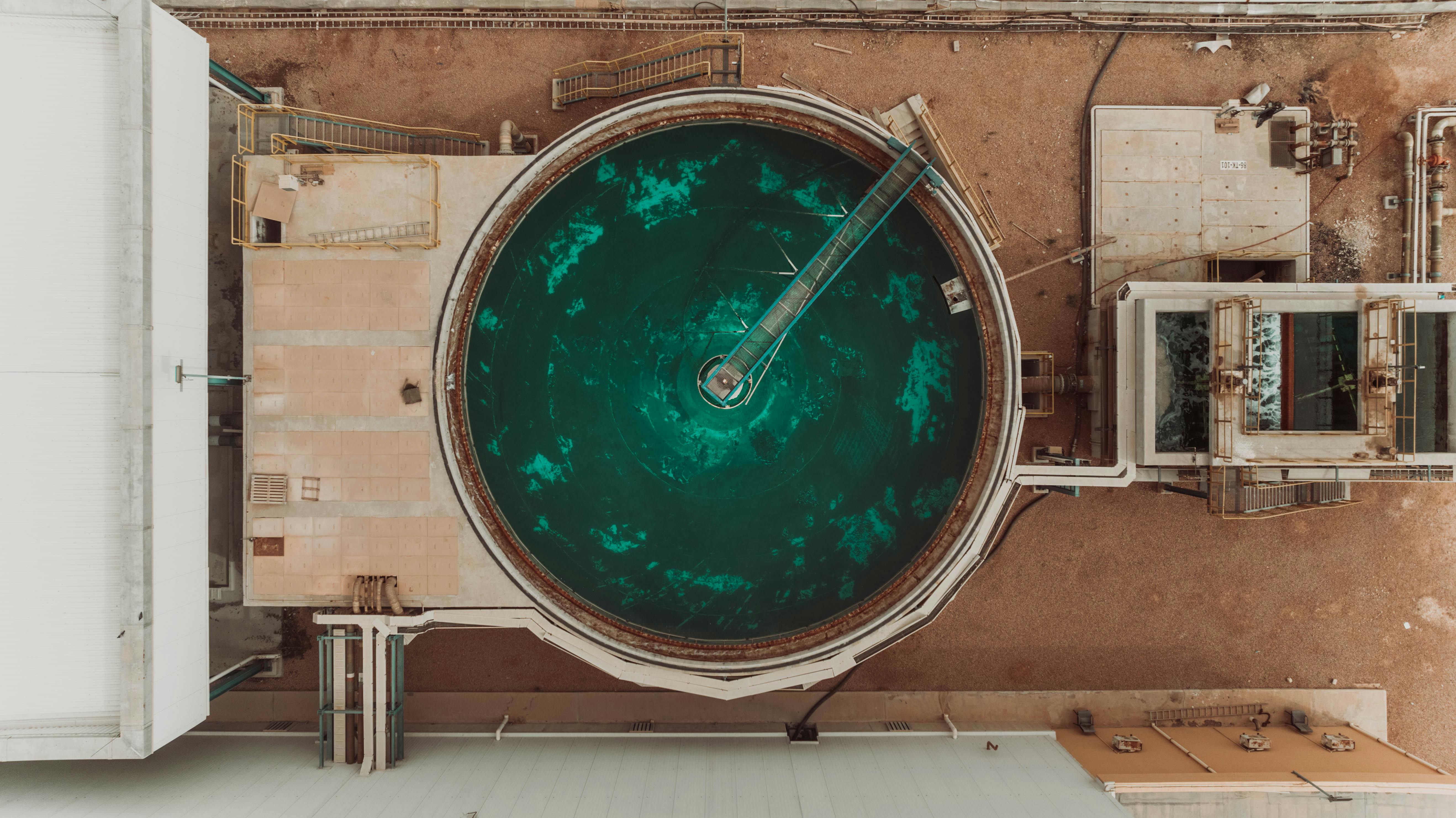 Aerial View of a Water Purification Facility · Free Stock Photo