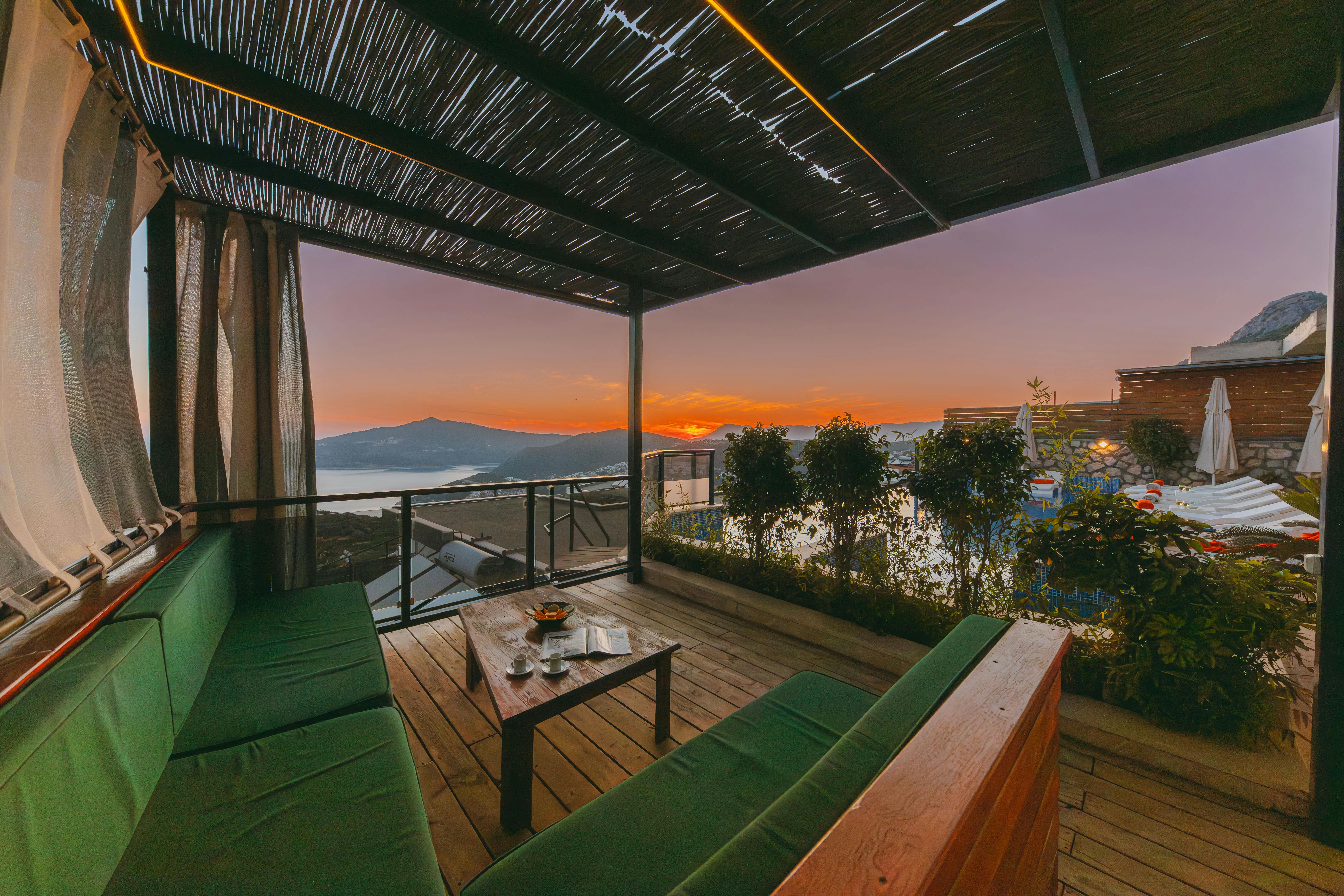 Luxury House Terrace at Sunset · Free Stock Photo