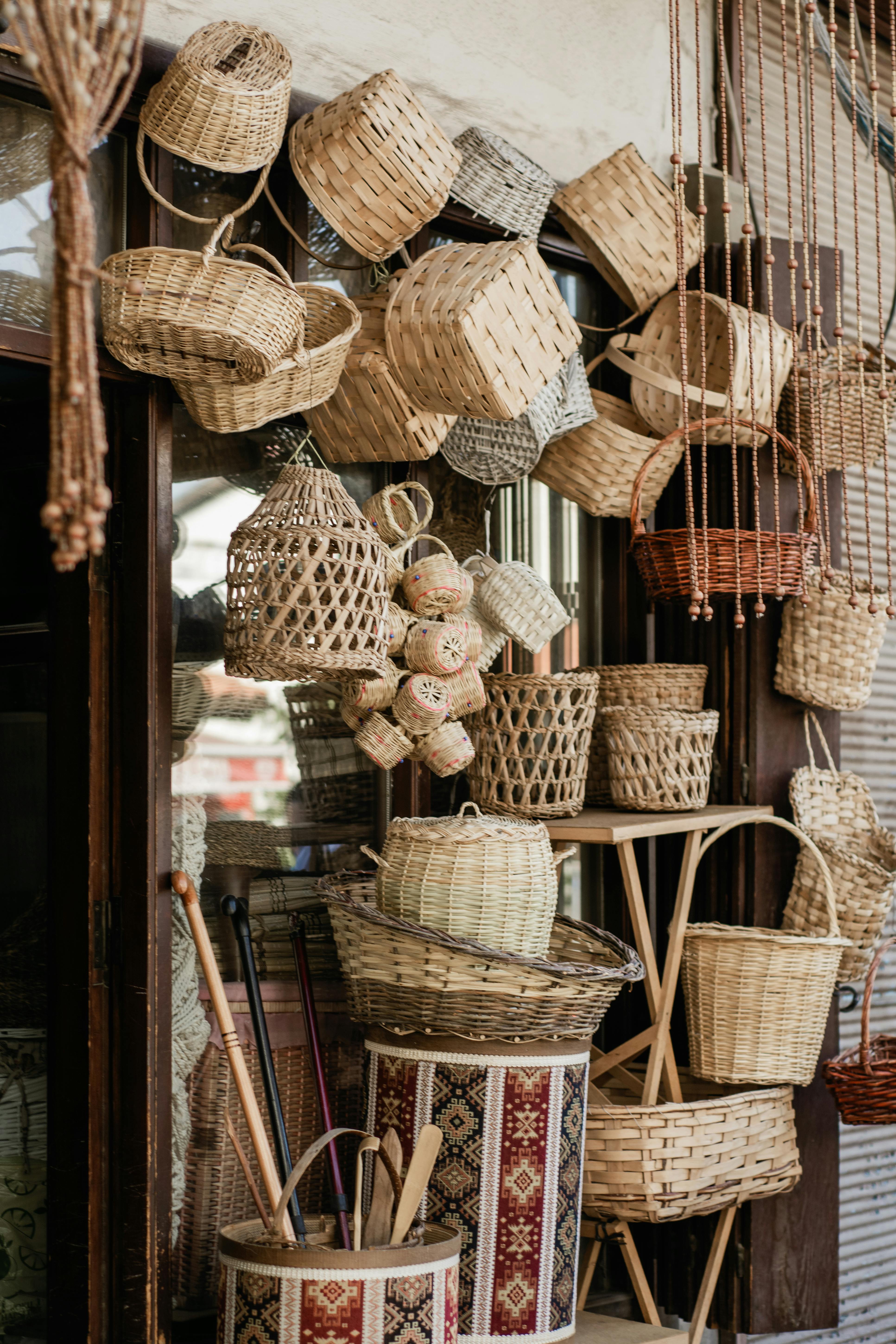 Stacked Brown Wicker Baskets · Free Stock Photo