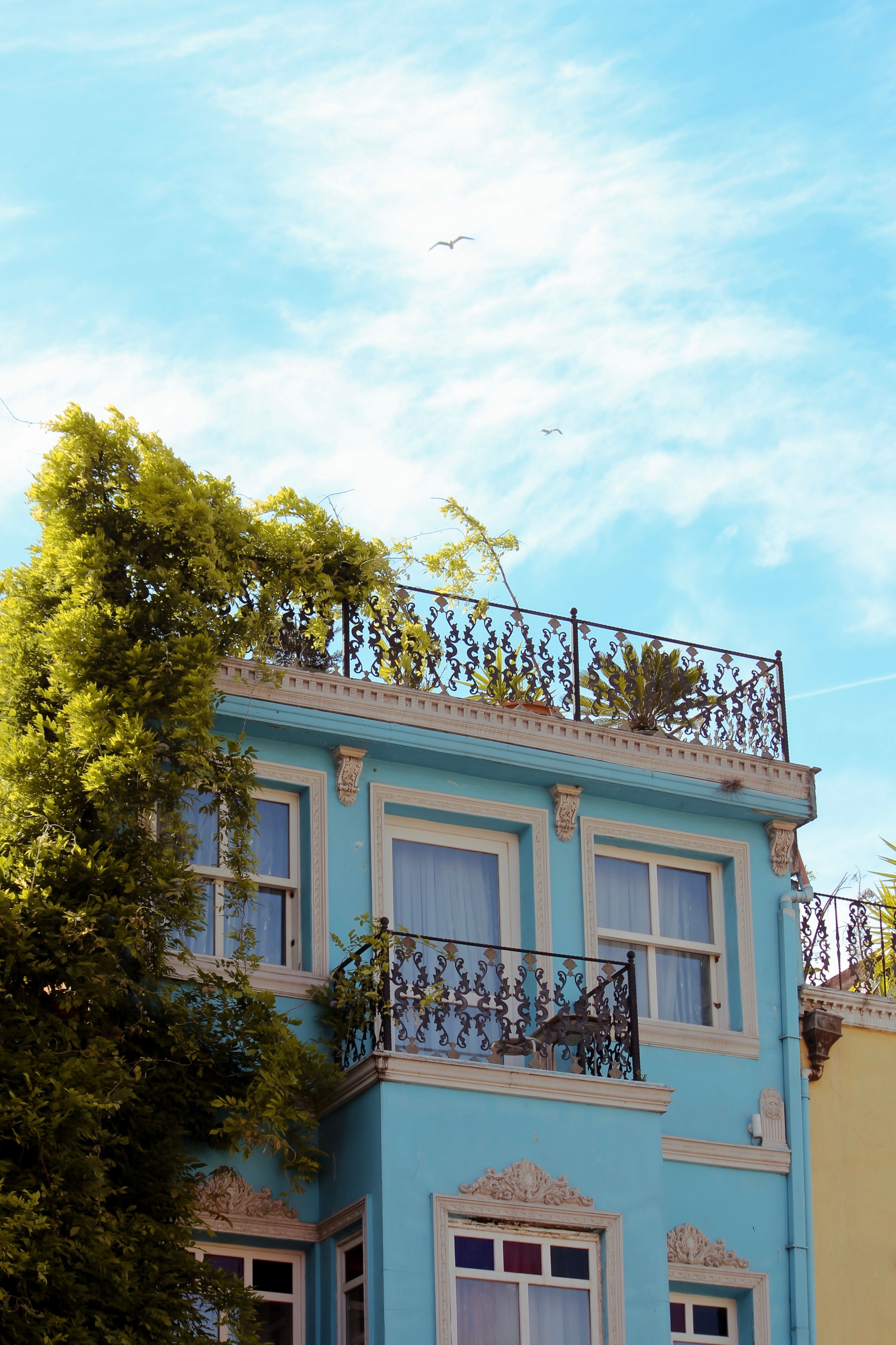 Blue Tenement in Sunlight · Free Stock Photo