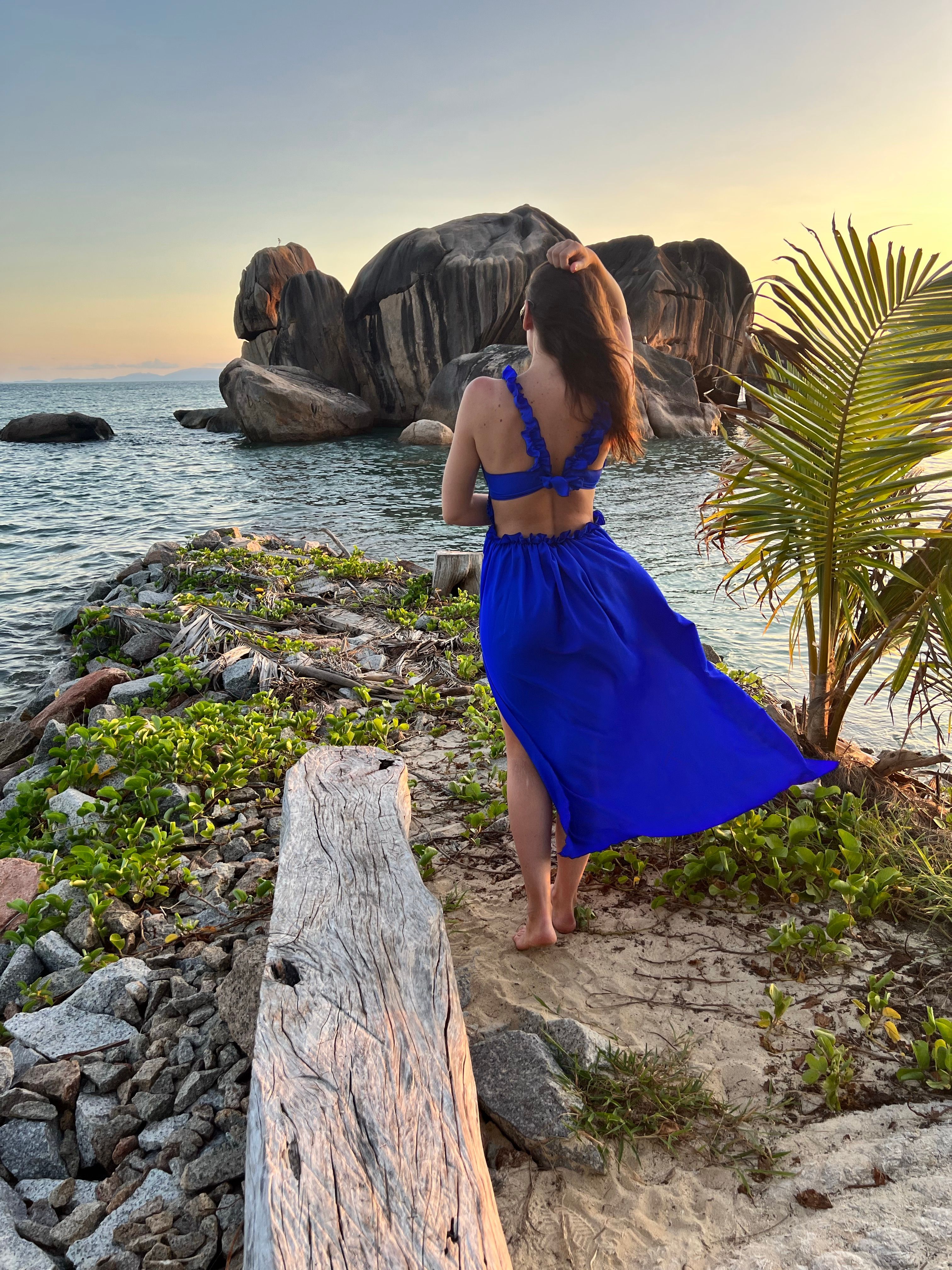 Woman in Dress on Seashore at Sunset · Free Stock Photo