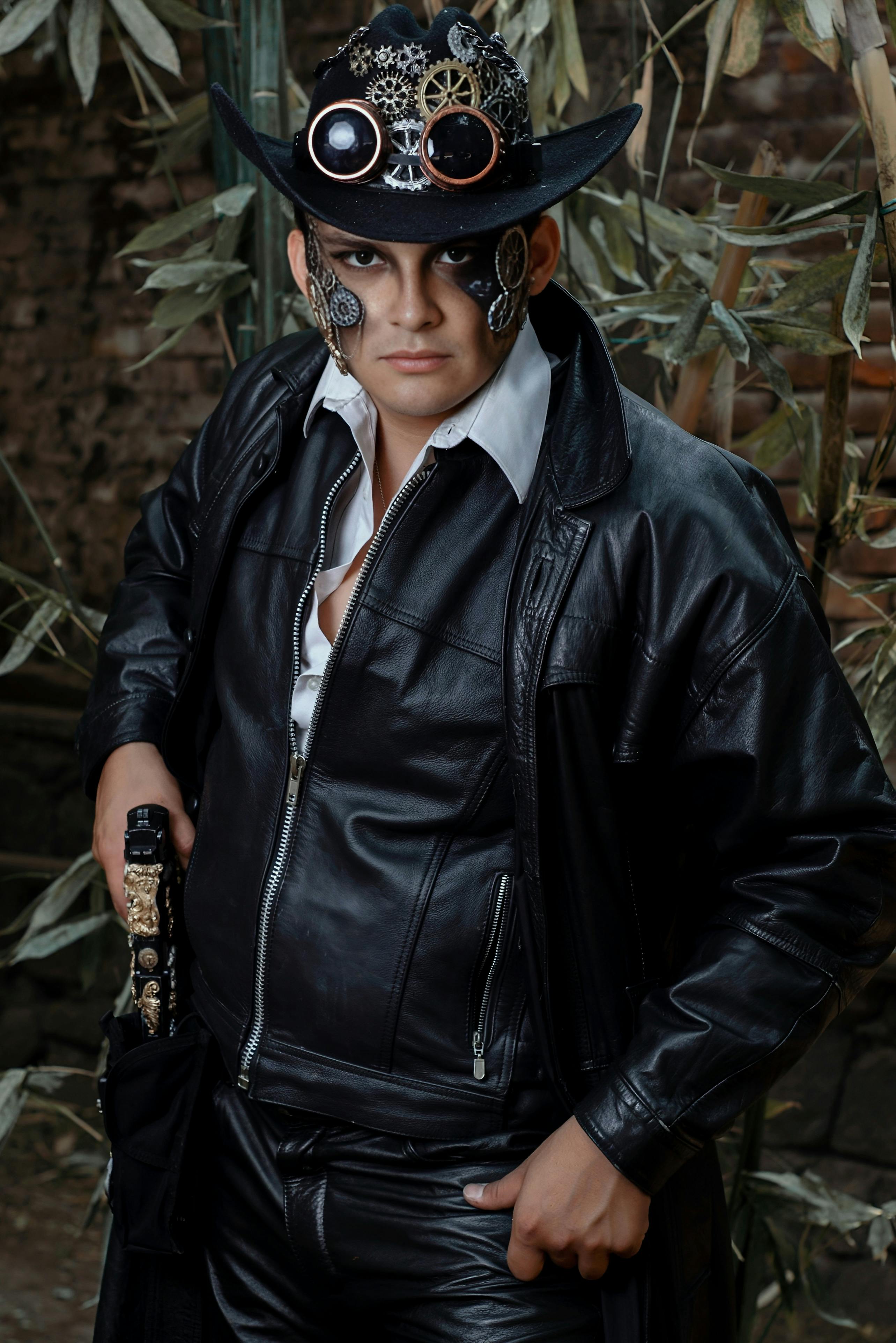 A Man in a Steampunk Costume Posing Outside · Free Stock Photo