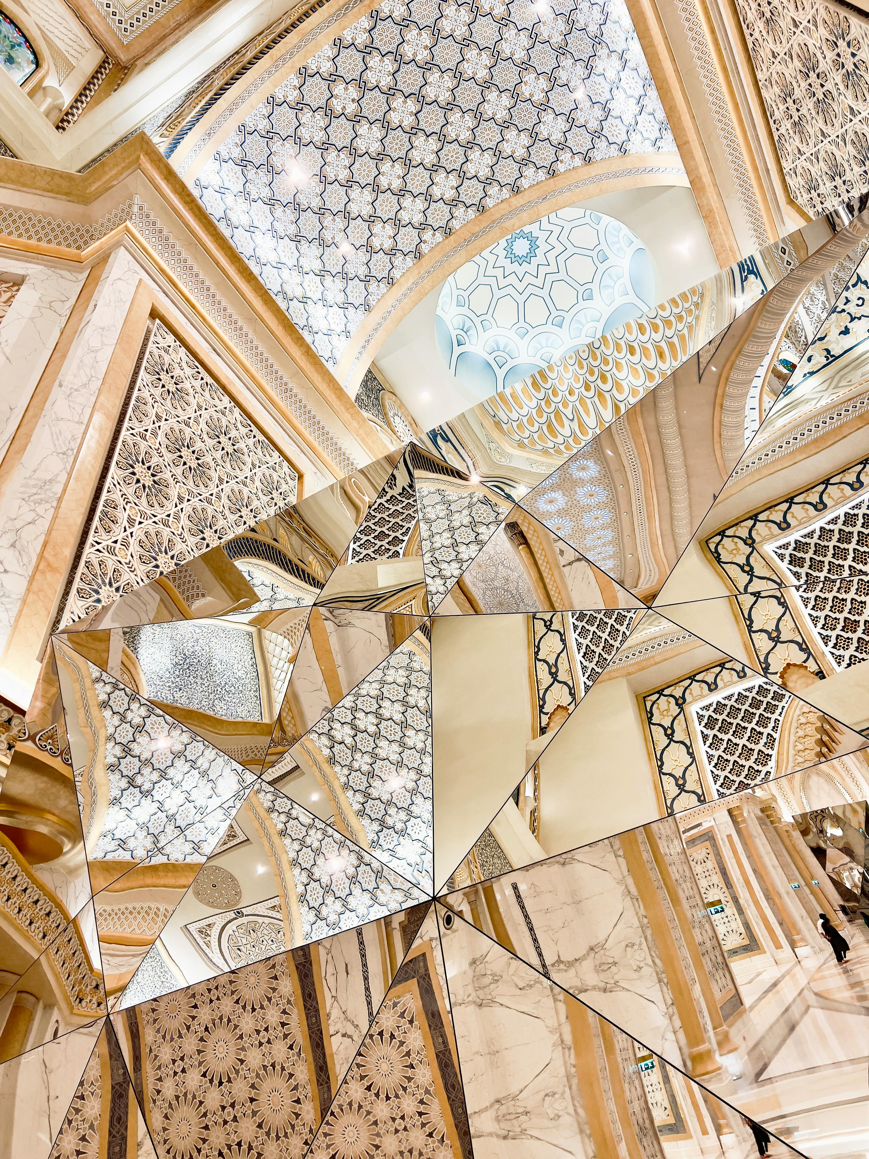 Abstract Mirror Display Reflecting Luxurious Interior with Mosaics ...