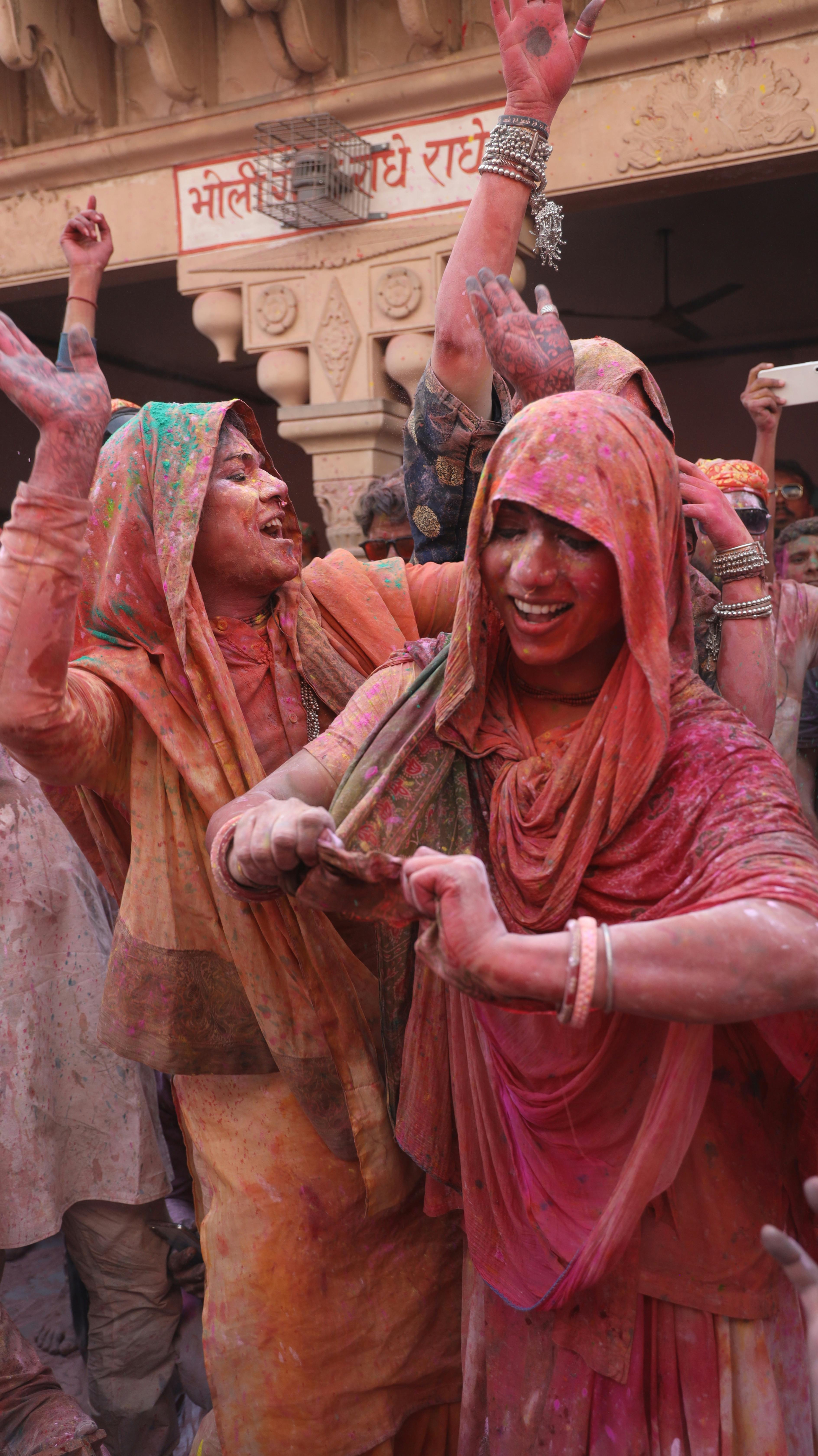 Laughing People Covered in Colorful Powder during Holi Celeb · Free ...
