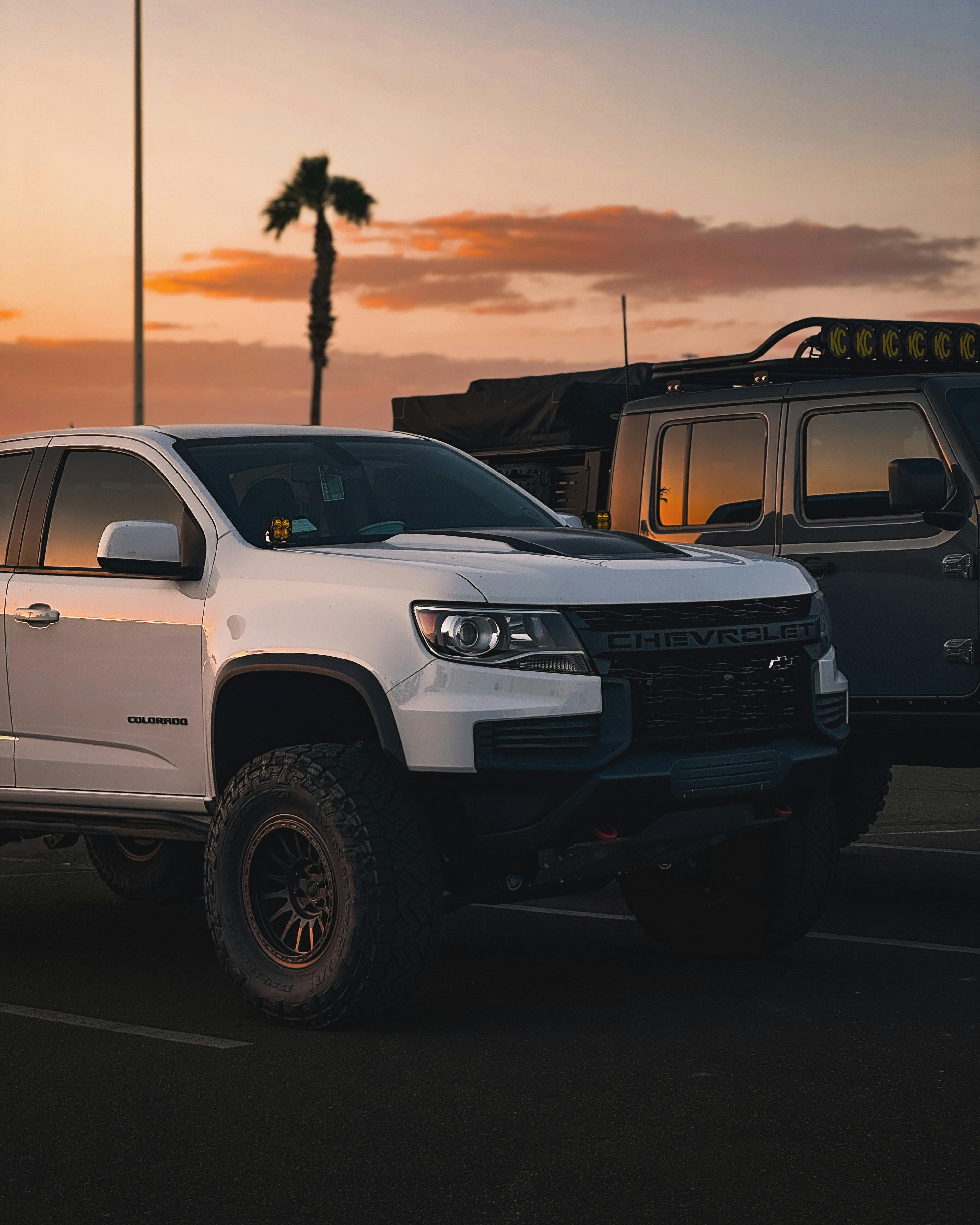 Modern White Chevrolet Truck Car at Sunset · Free Stock Photo