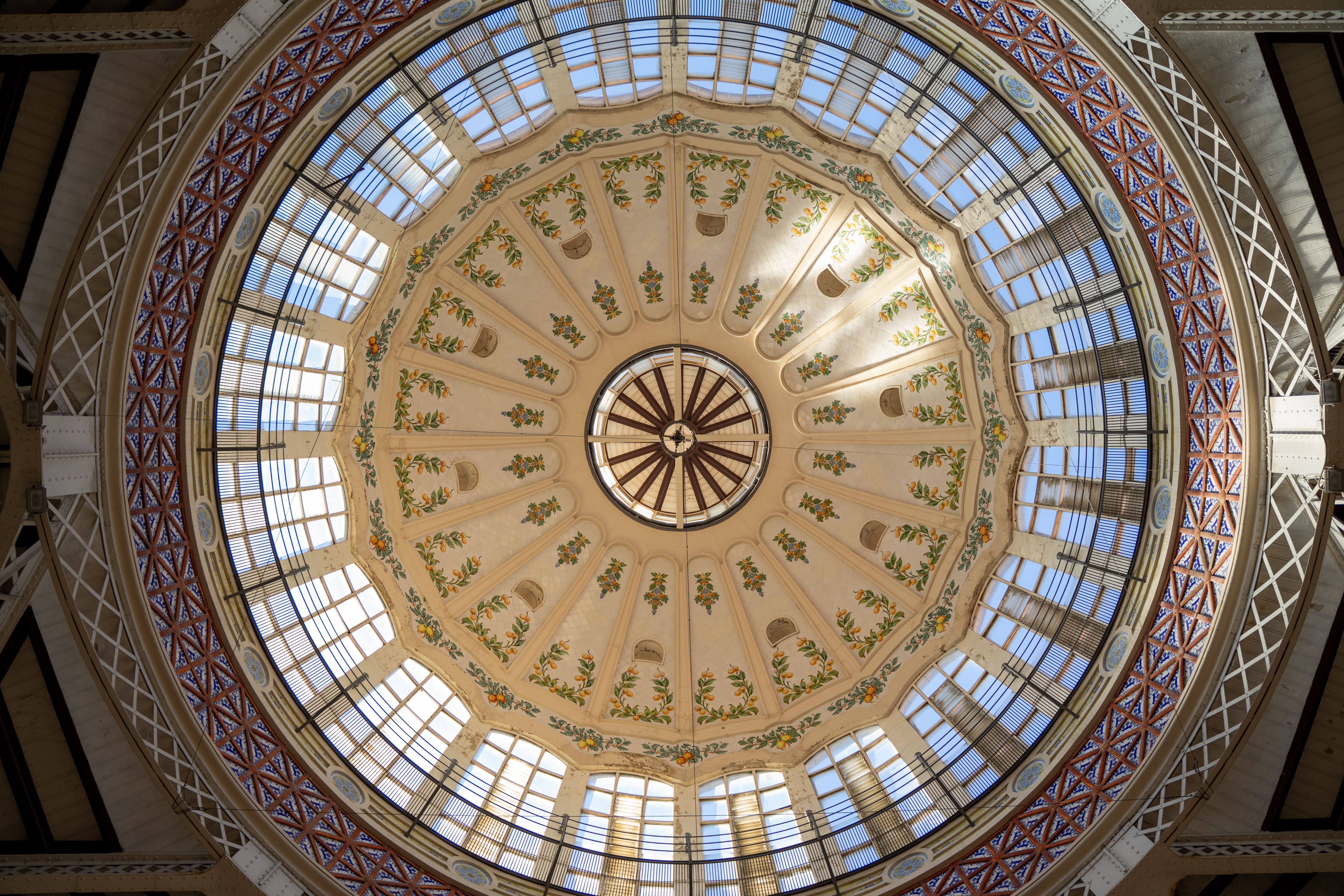 Ornate Dome Interior of the Mercado Central in Valencia · Free Stock Photo