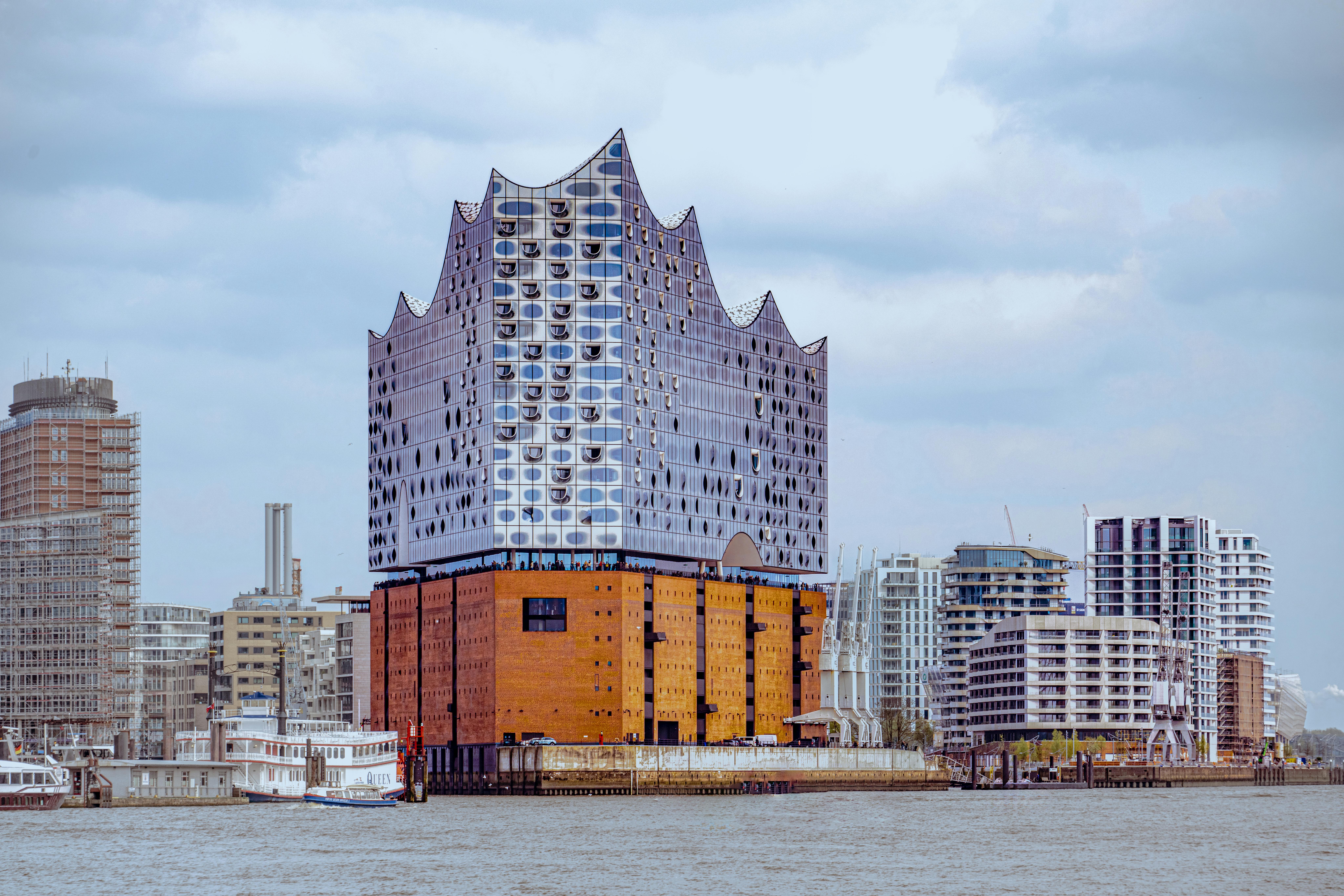 HafenCity District with the Elbphilharmonie Concert Hall in Hamburg ...