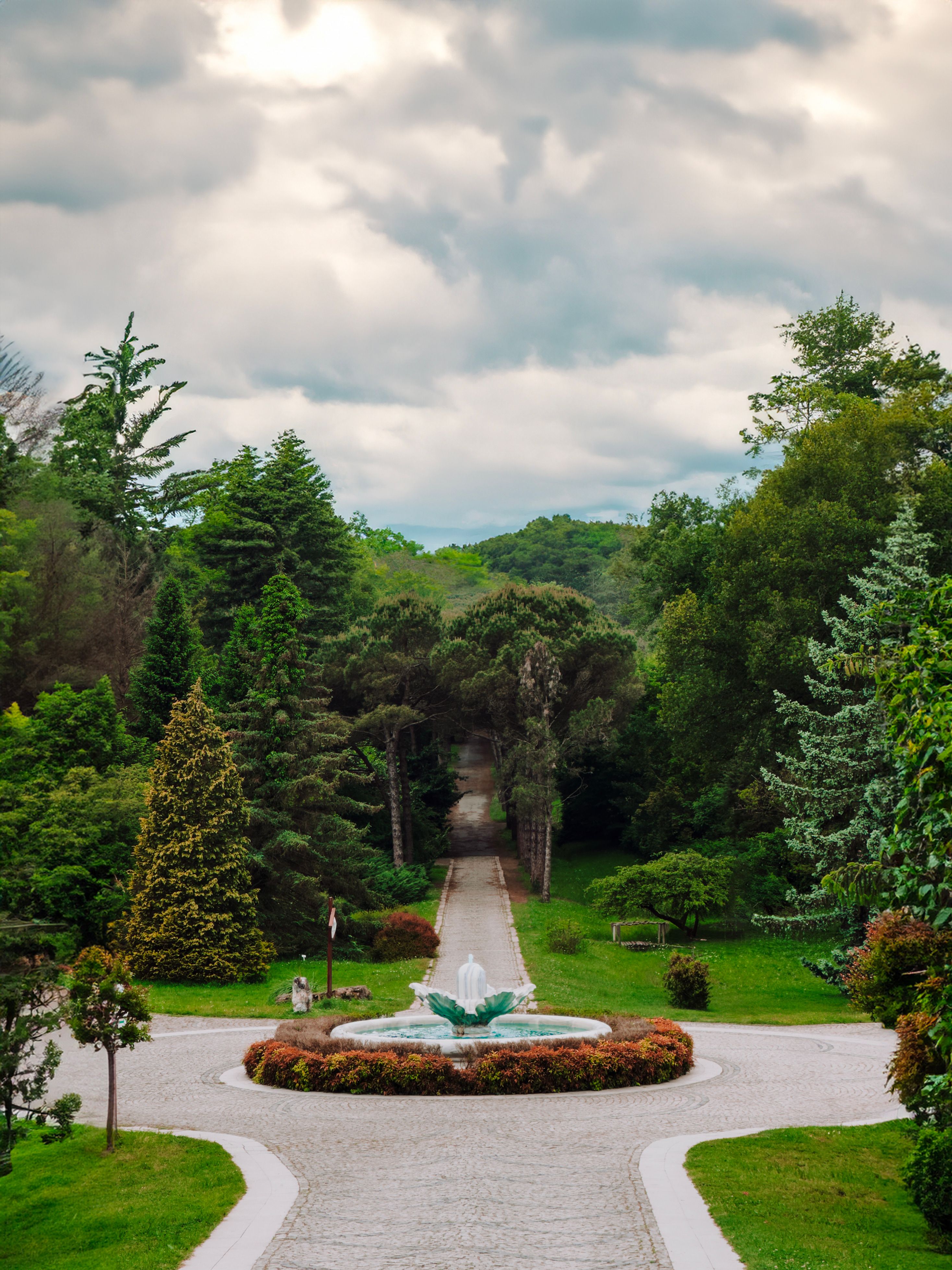 View of the Fountain and Greenery in the Ataturk Arboretum, Istanbul ...