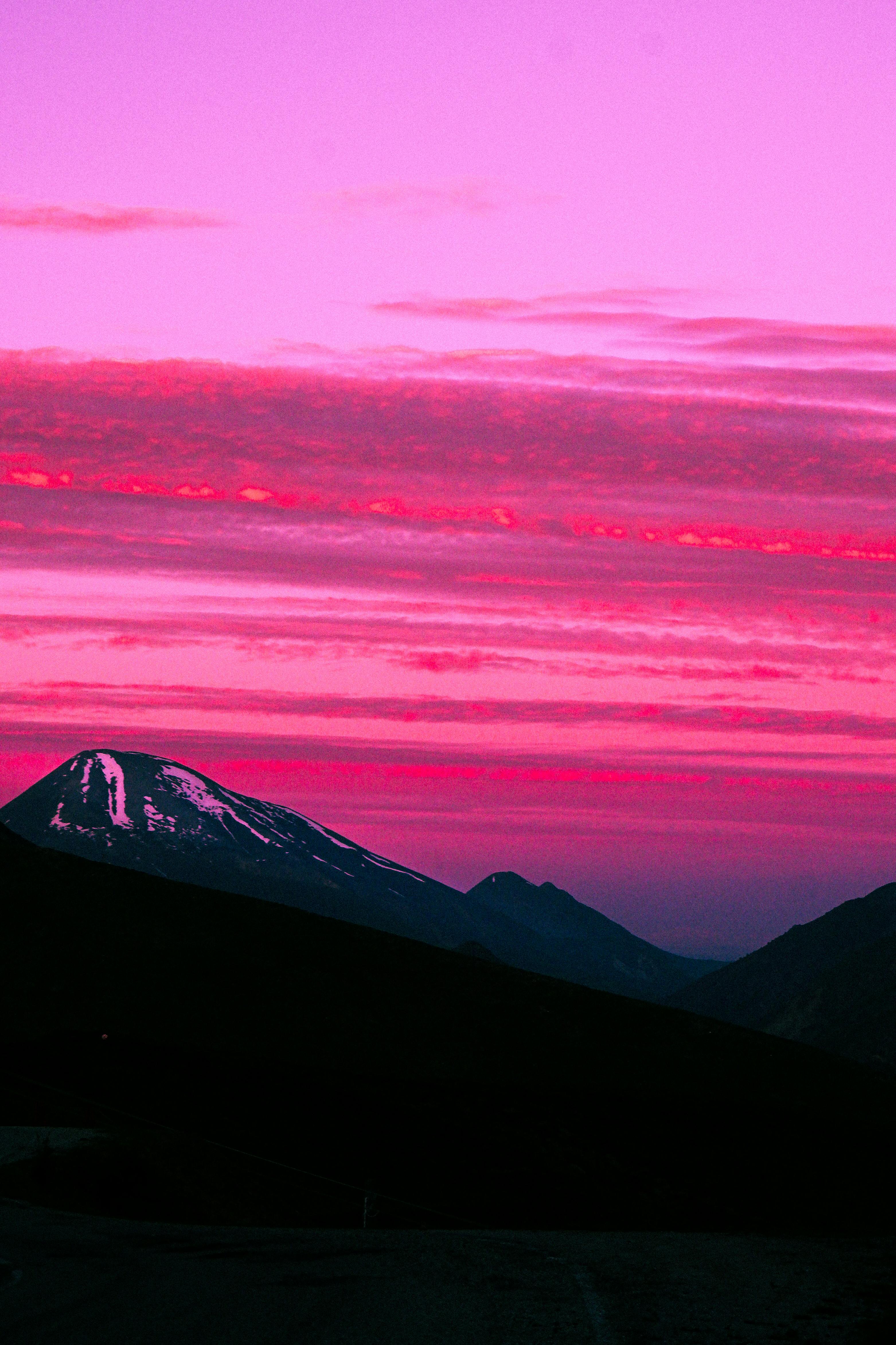 Pink Sky over Mountains Peaks at Dusk · Free Stock Photo