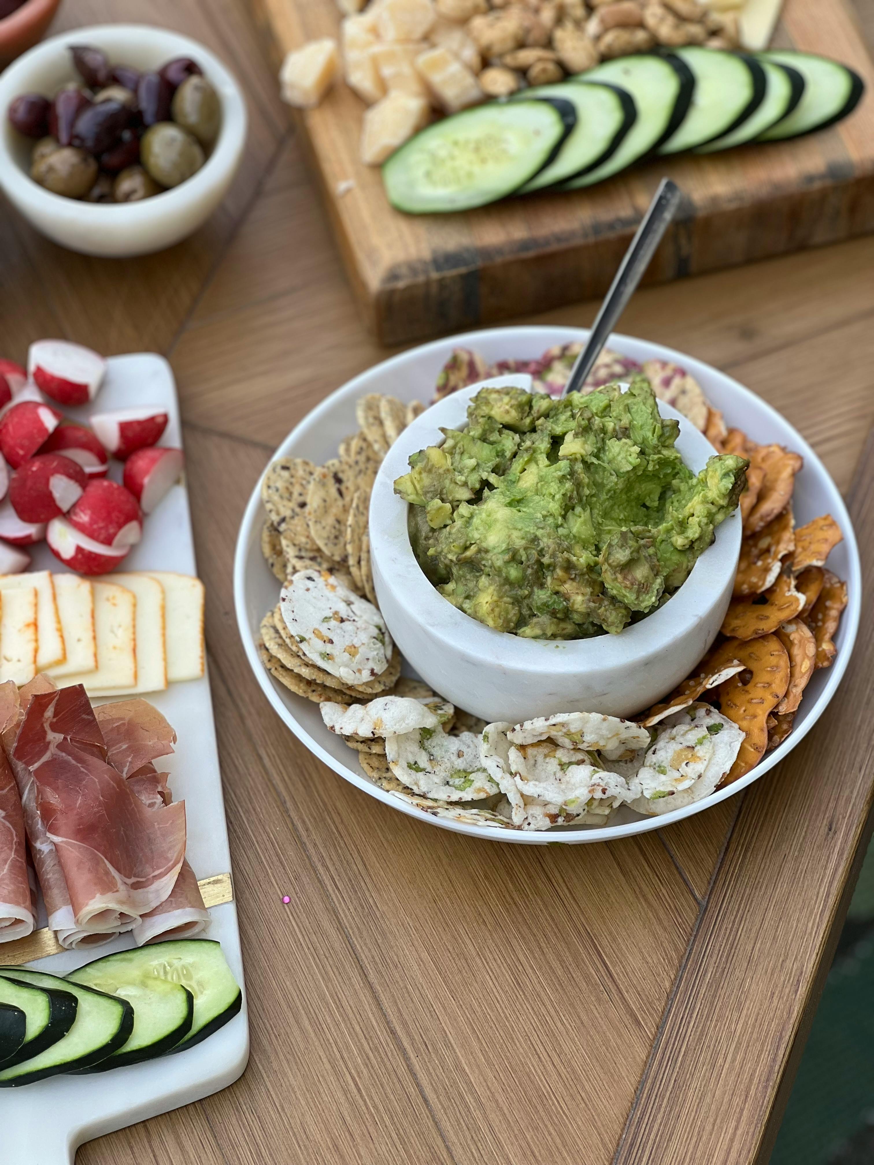 Wooden Table with Different Snacks and Dip Sauce · Free Stock Photo