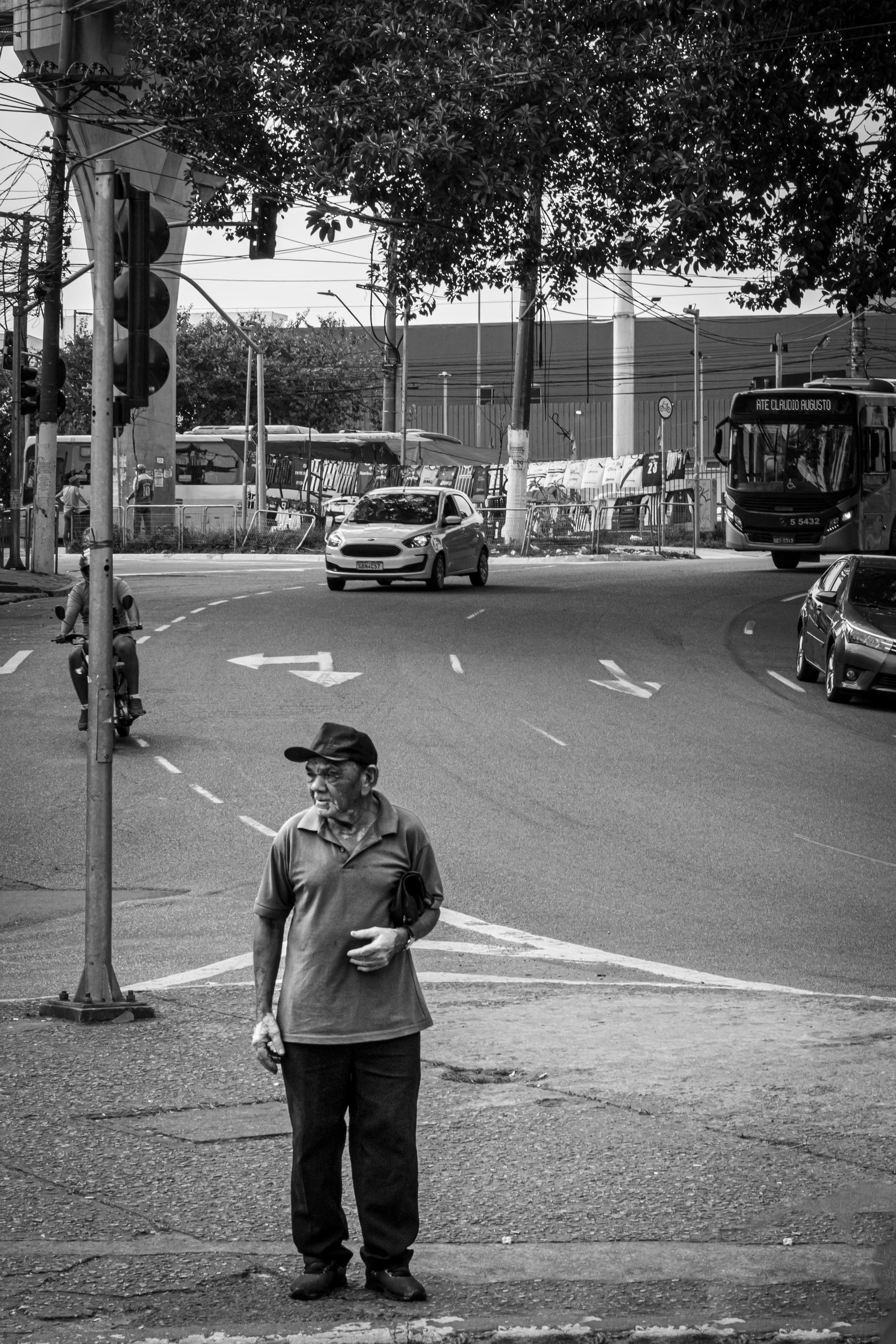 Senior Man Standing on Side of Street · Free Stock Photo