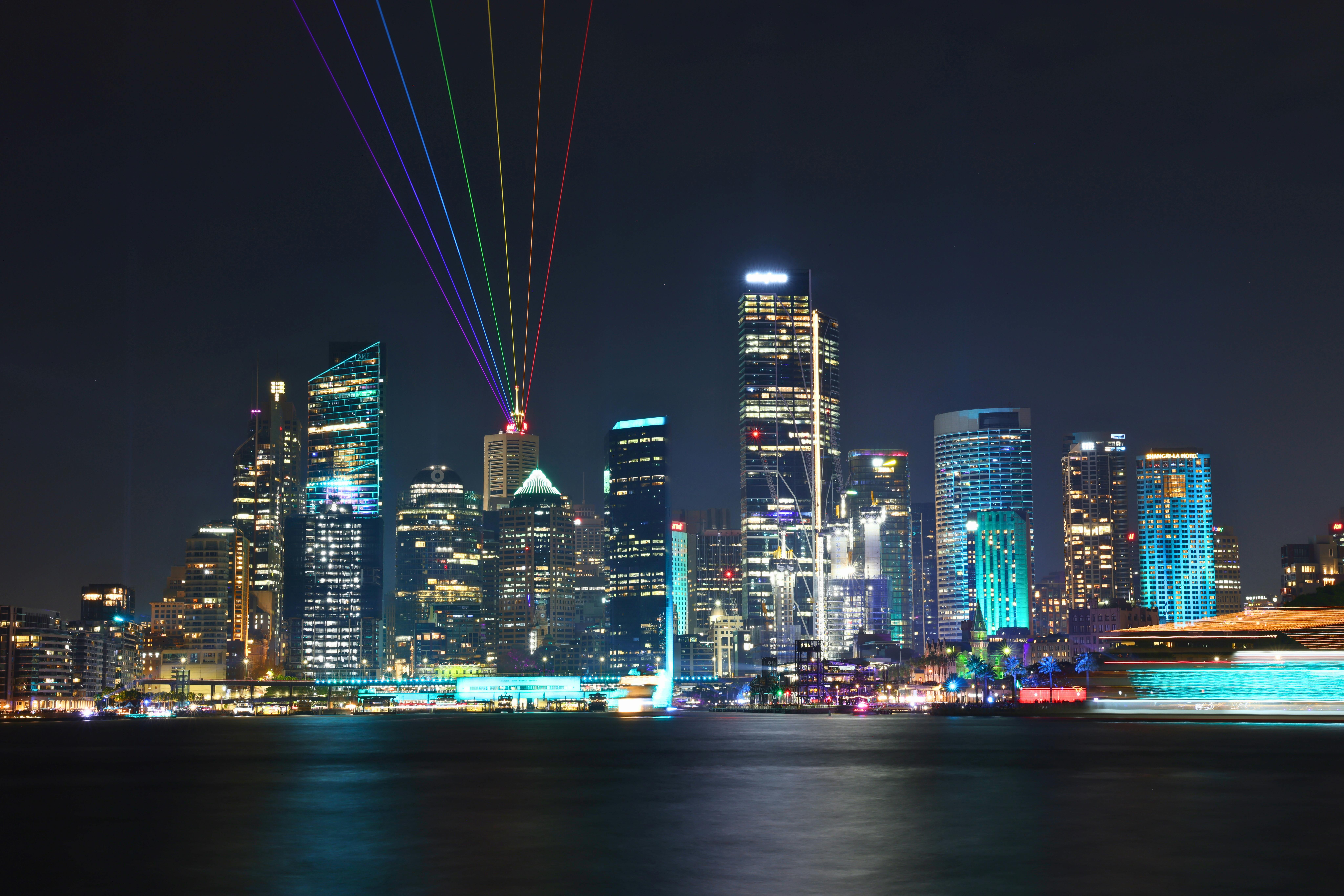 View of a Skyline at Night · Free Stock Photo