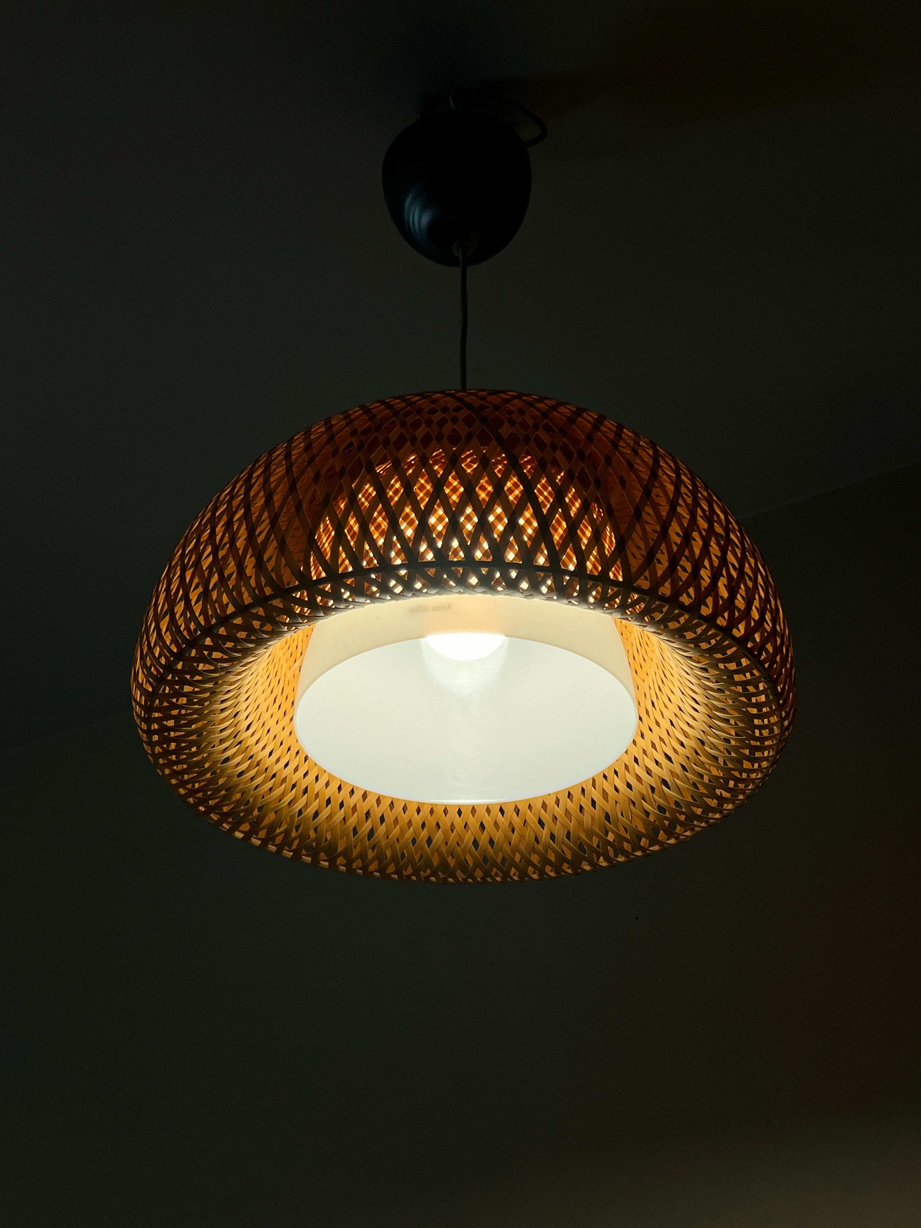 Hanging Lamp with Woven Shade · Free Stock Photo