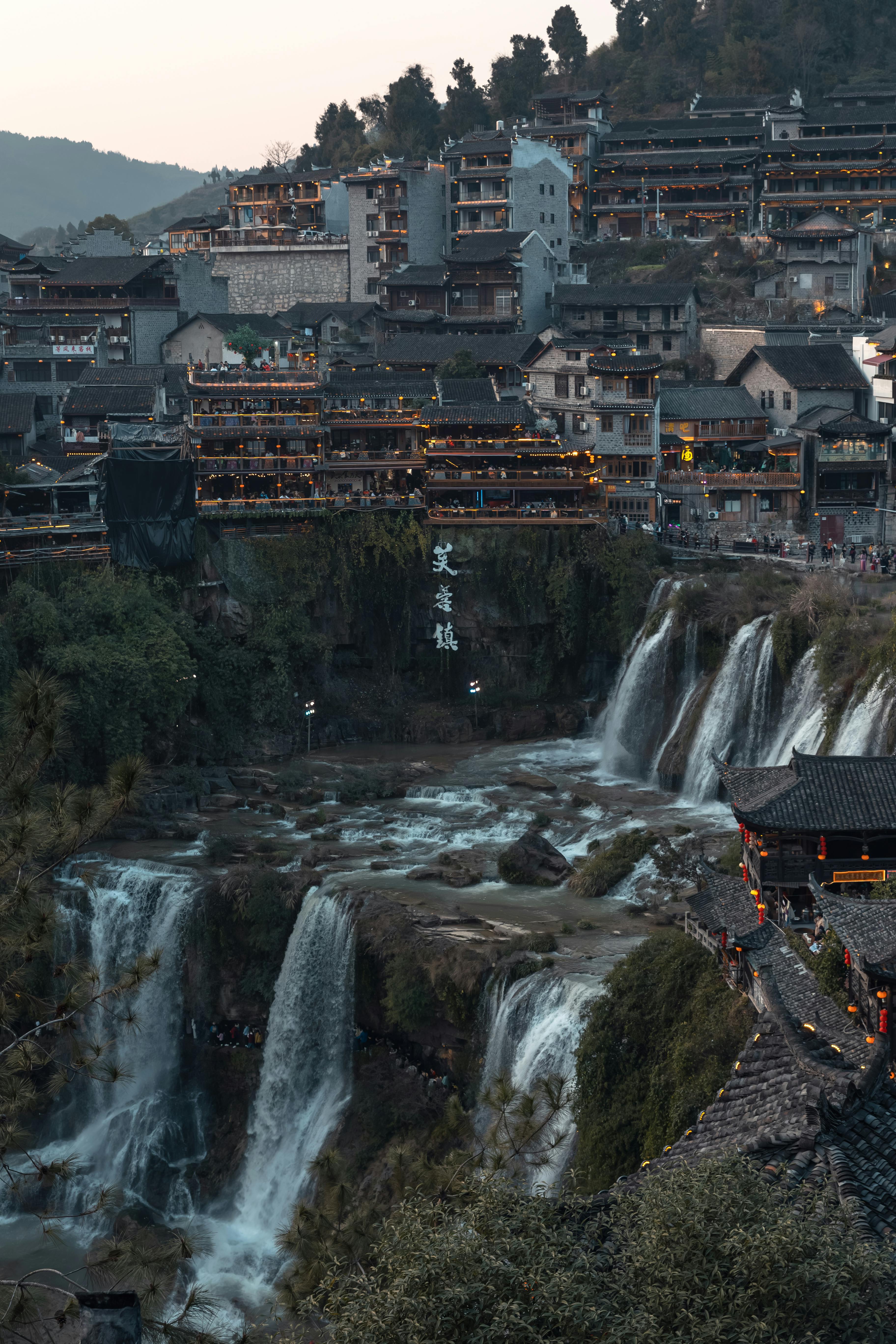 Chinese City on a Mountain with a Waterstream · Free Stock Photo