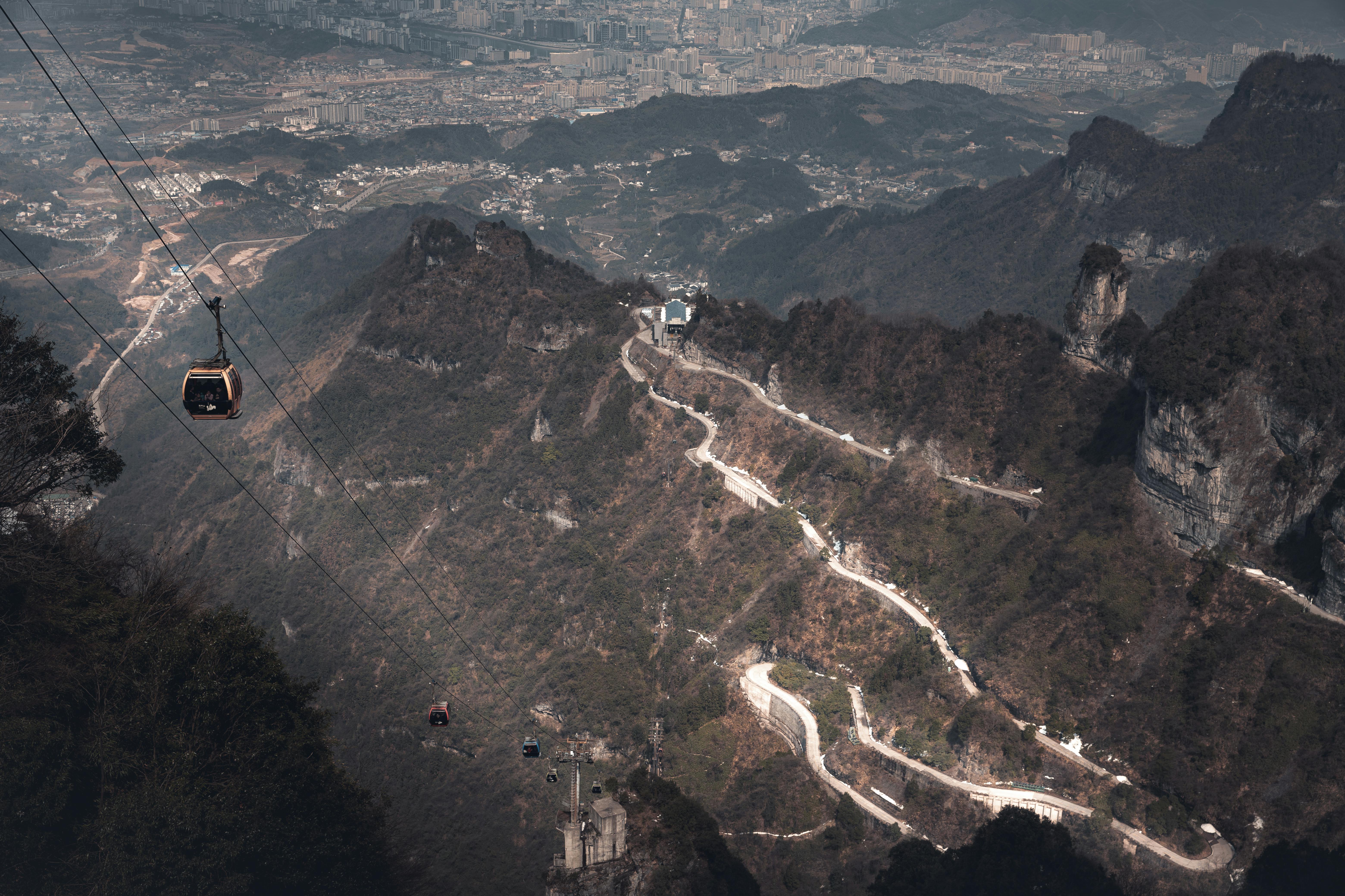 Gondola Carts Riding over Tianmen Mountain Range in China · Free Stock ...