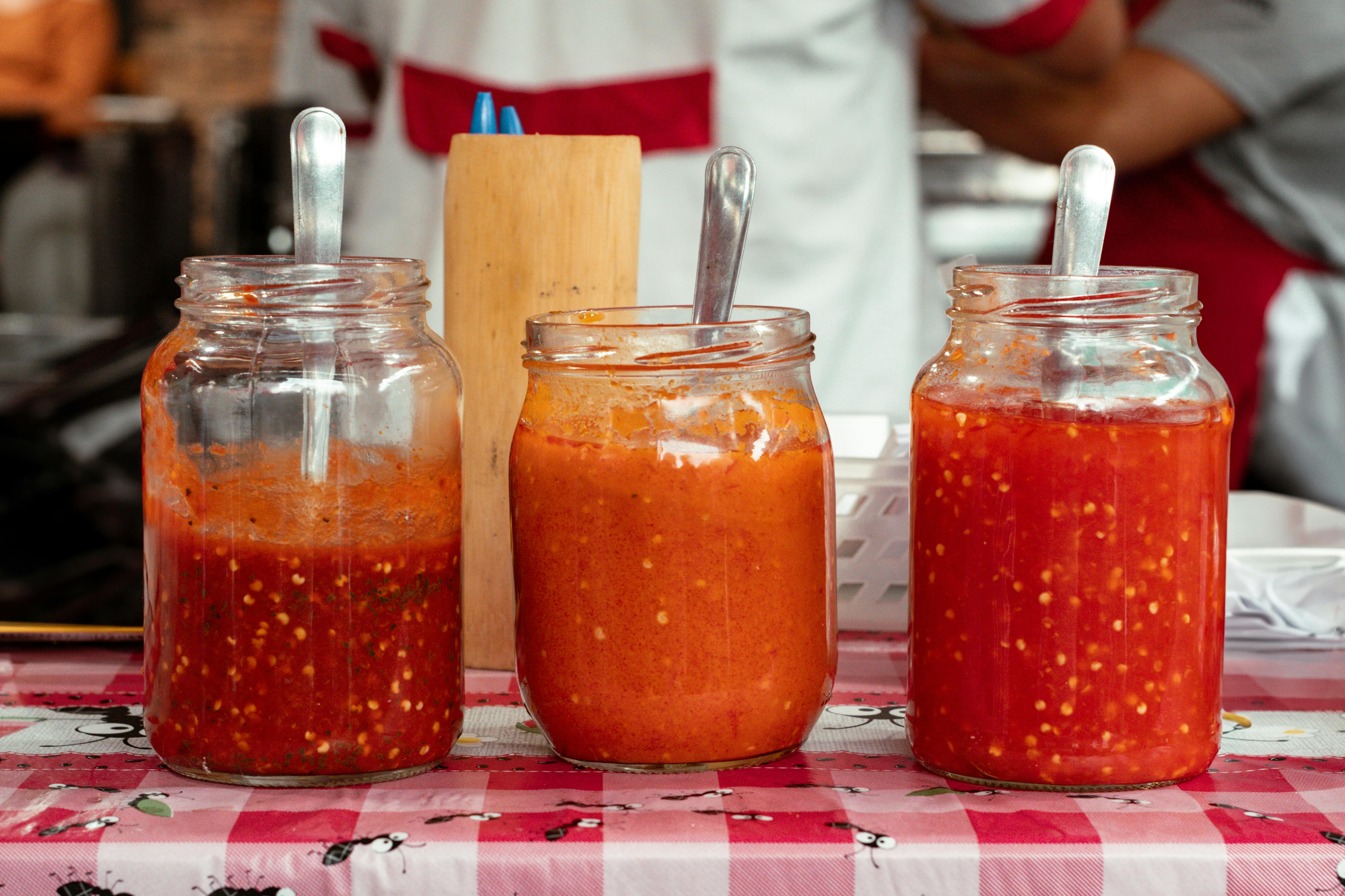 Three Jars with Red Sauces · Free Stock Photo