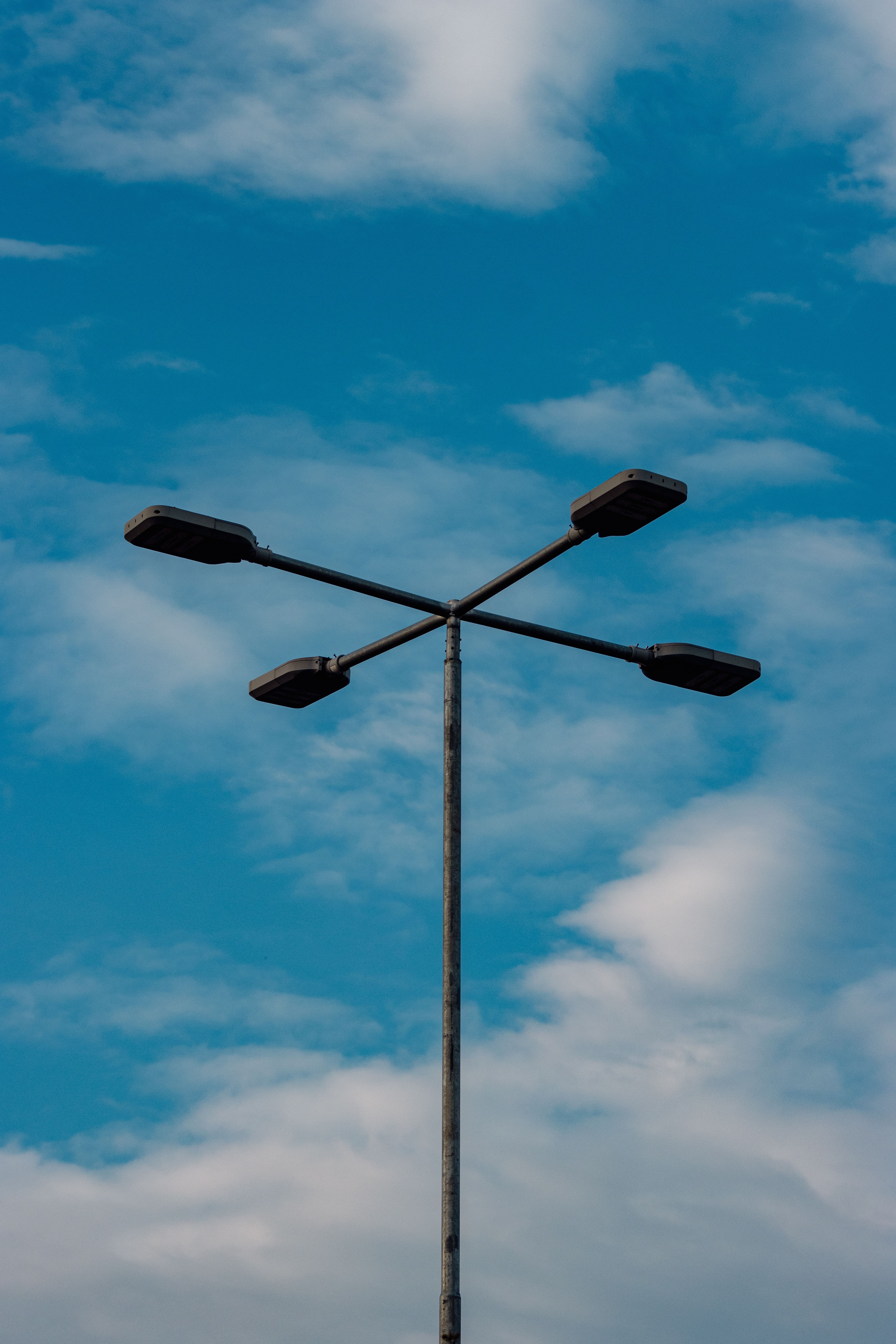 Pole with Quadruple Street Lamp · Free Stock Photo