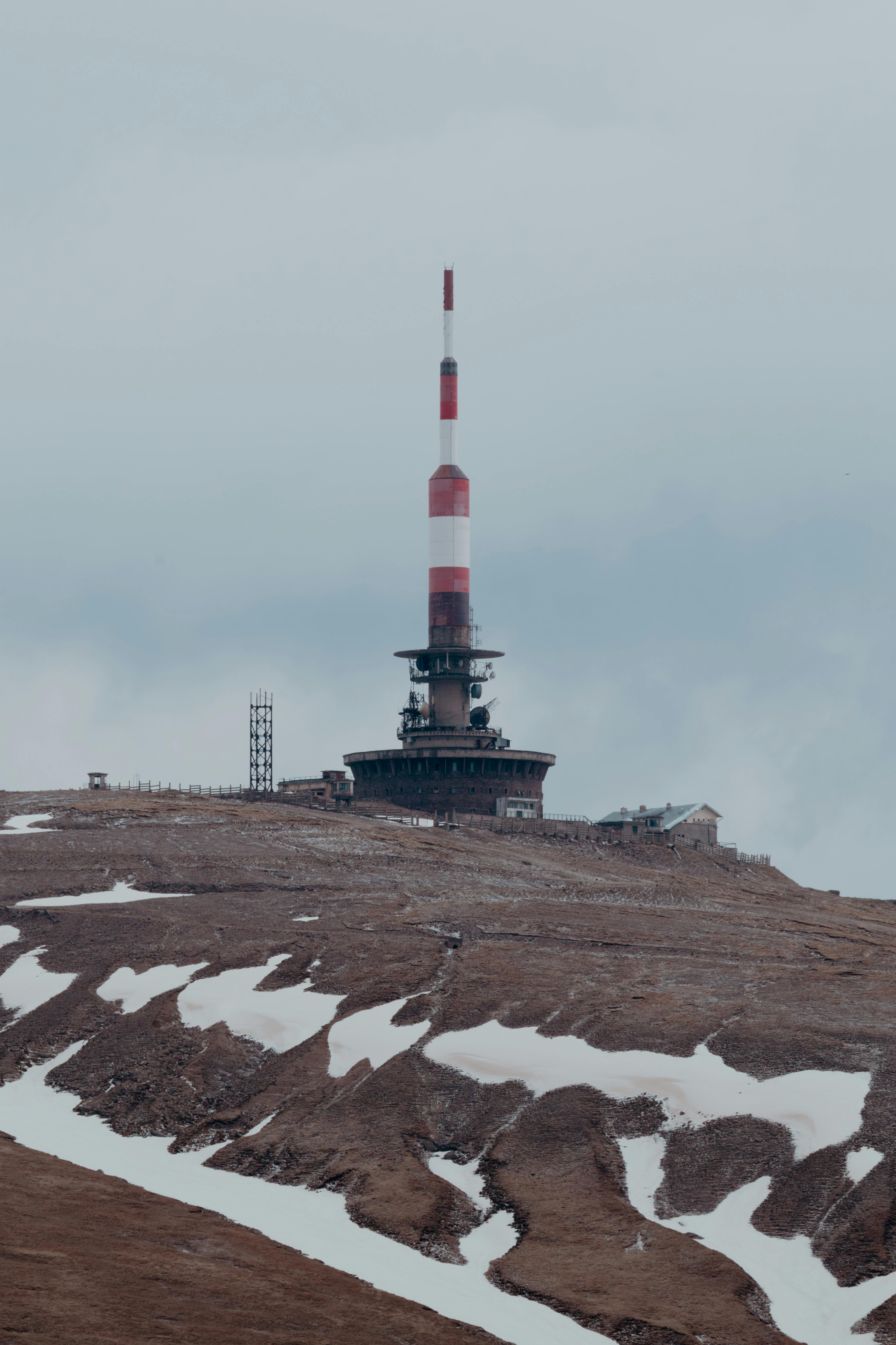 White and Red Utility Pole in Bucegi Mountains in Romania · Free Stock ...