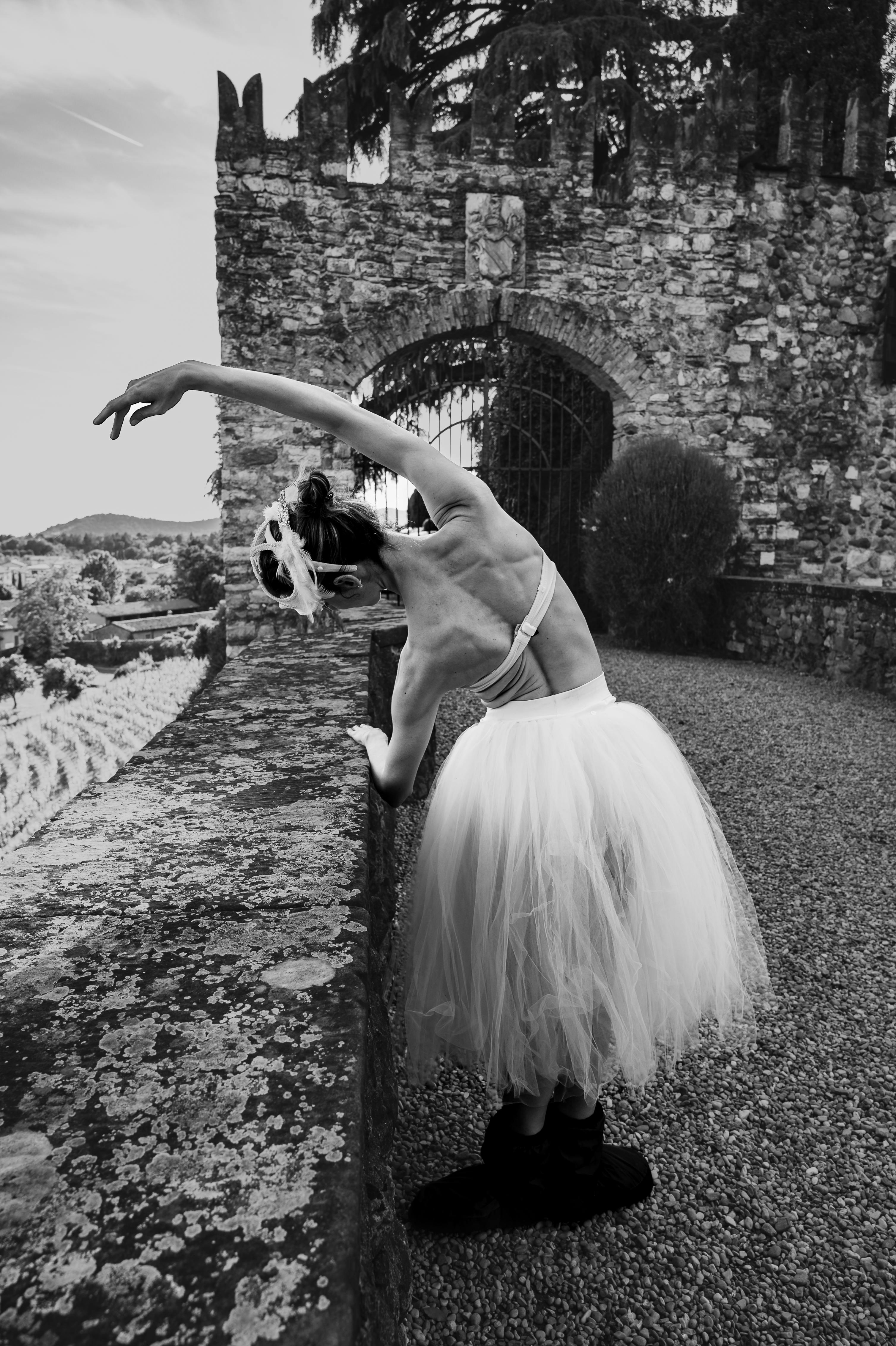 Back View of Ballerina in Black and White · Free Stock Photo