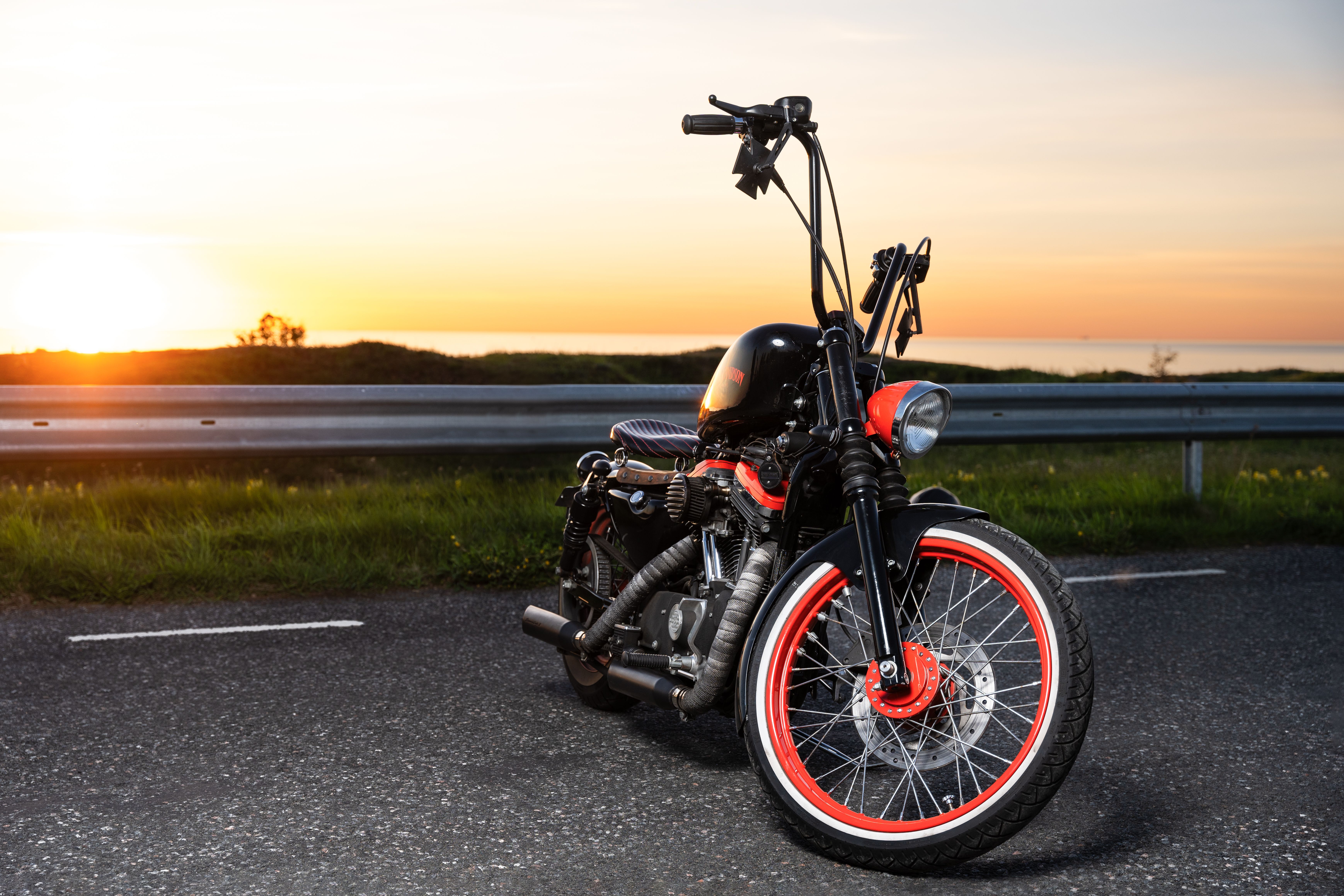A Harley Davidson Motorcycle Parked on the Street at Sunset · Free ...