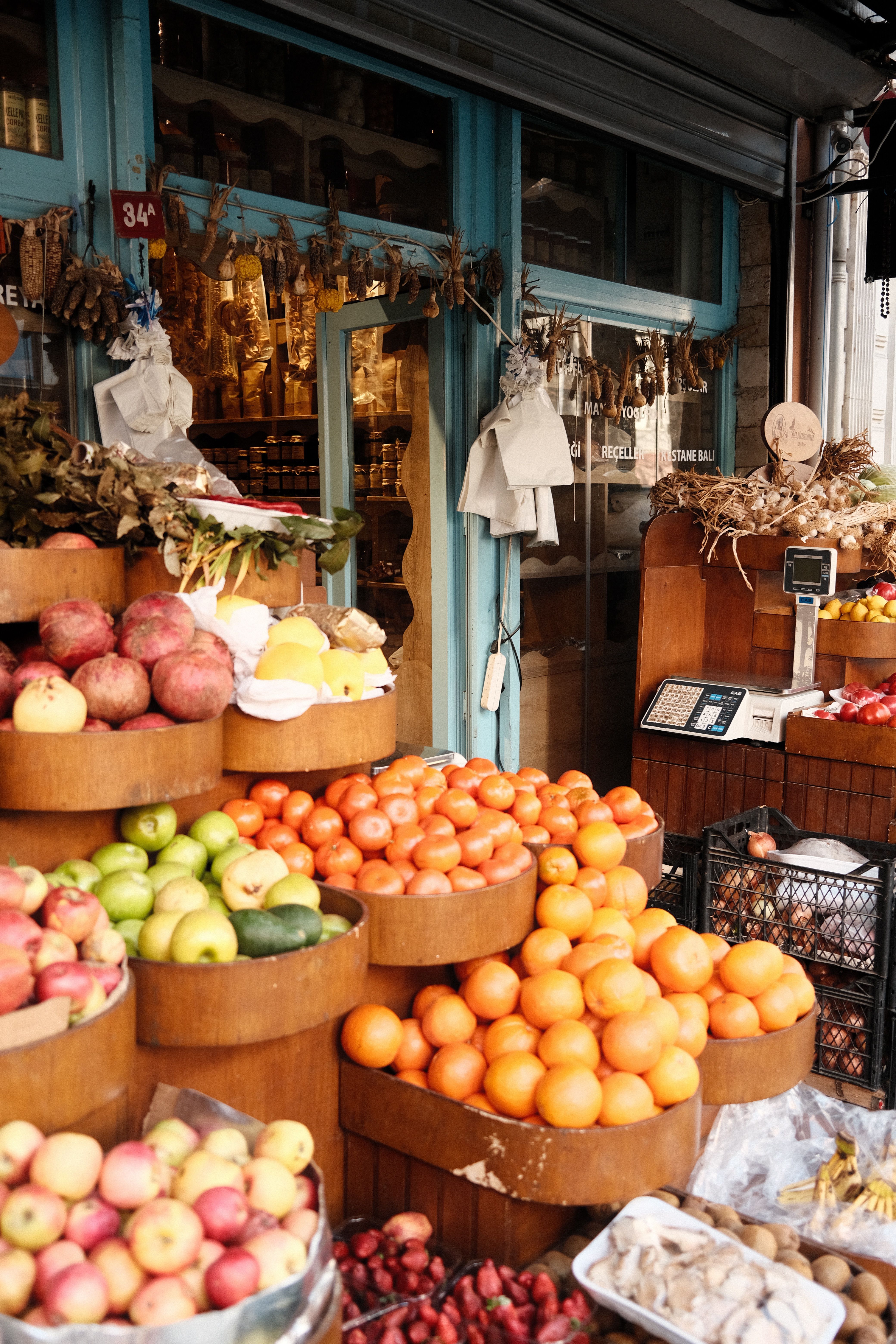 Fresh Fruit and Vegetables Lying on Display in Front of a Store · Free ...
