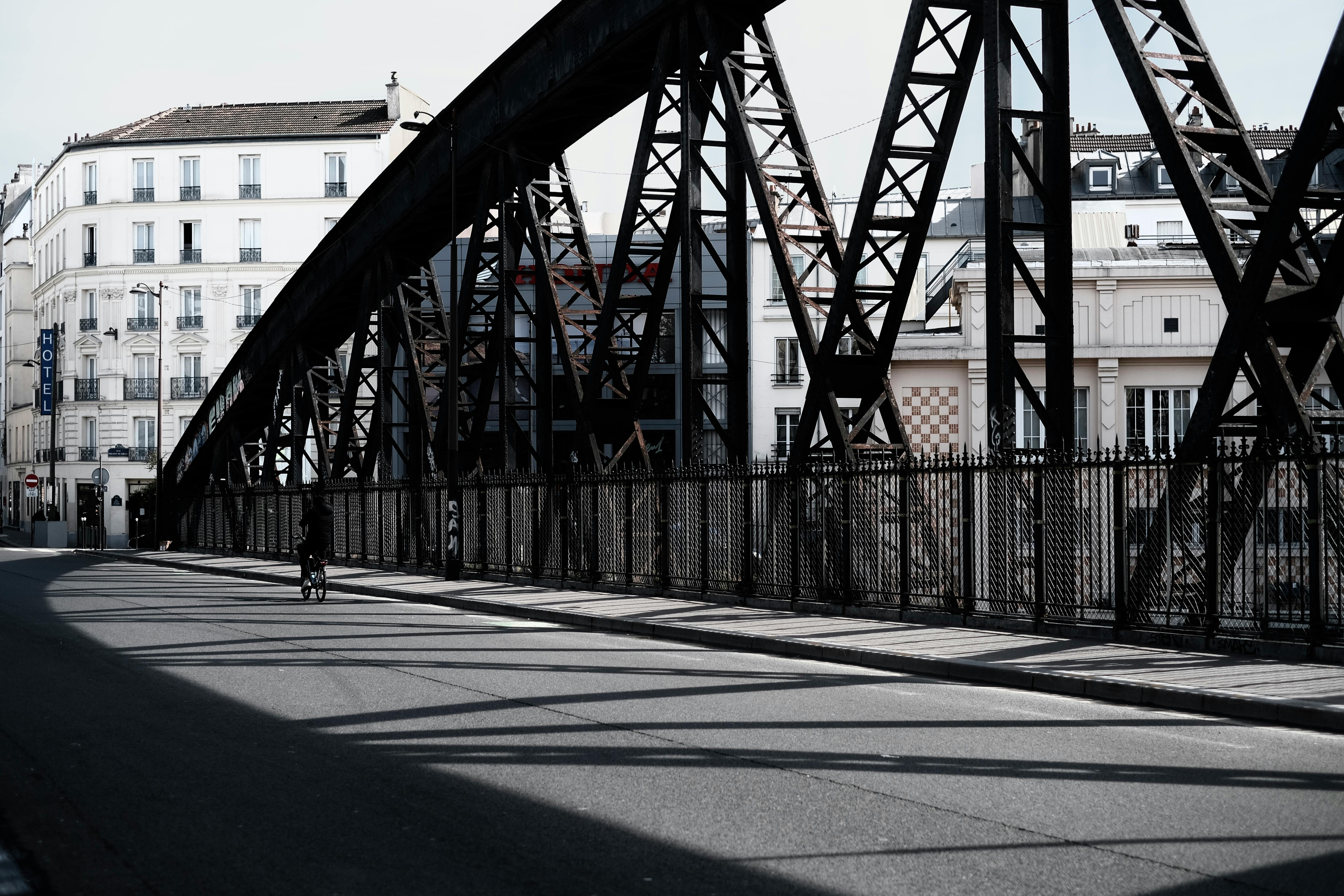 Arch Steel Bridge with Empty Street in Paris in France · Free Stock Photo