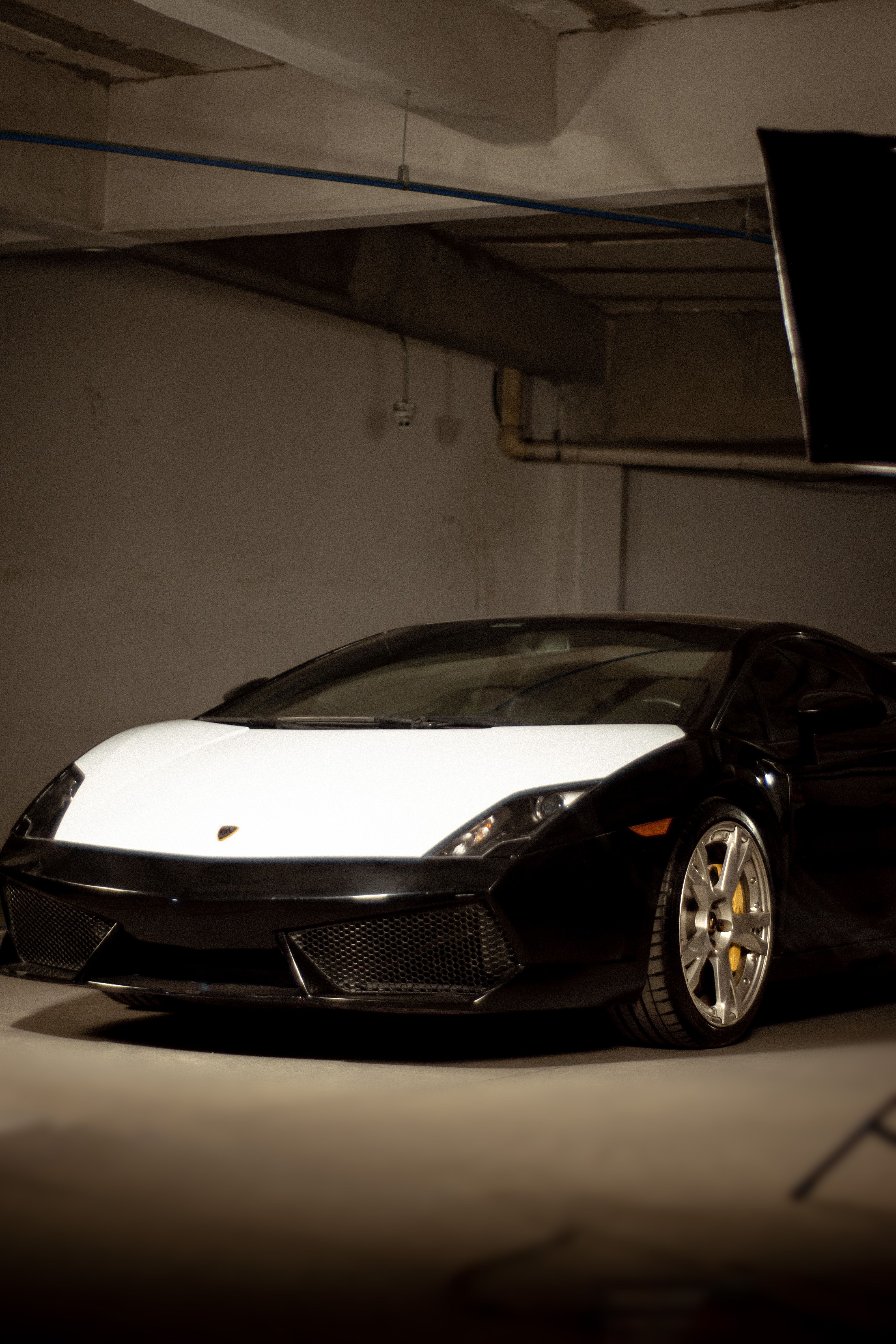 Black Lamborghini Car with a White Hood · Free Stock Photo