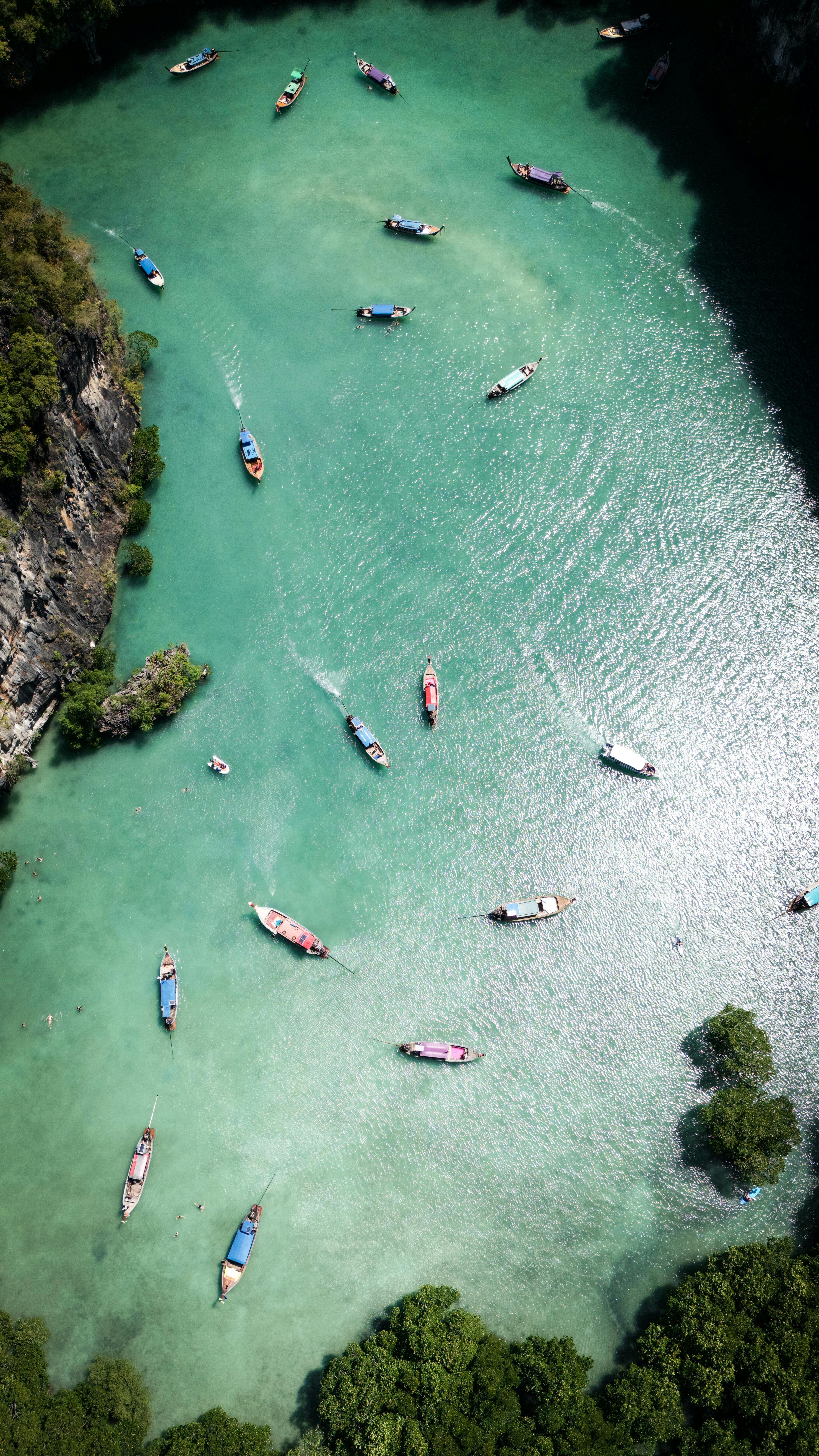 Top View of Boats in Bay on Seashore · Free Stock Photo