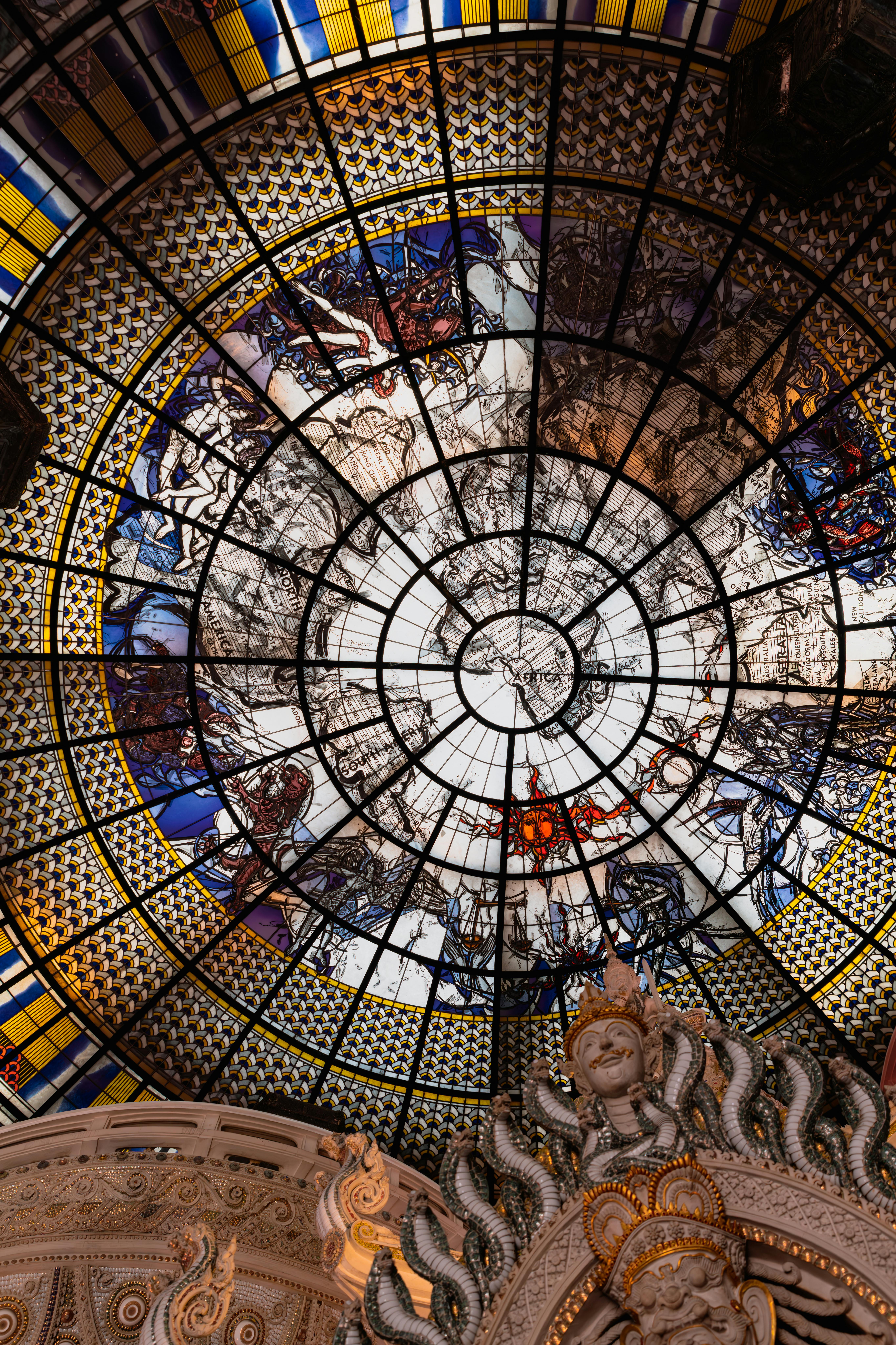 Stained Glass Ceiling Windows in Hindu Temple · Free Stock Photo