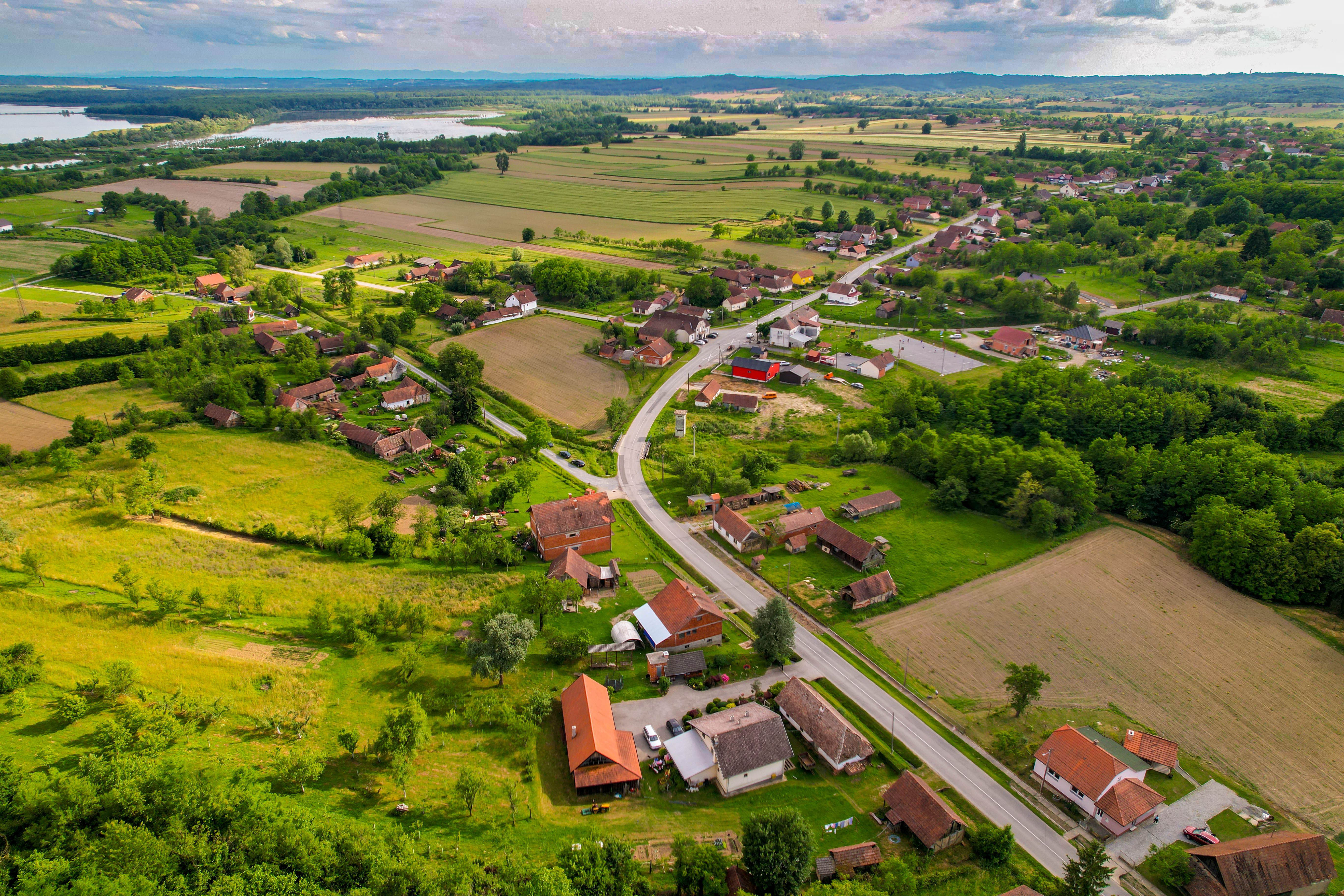 Aerial view of a village in the countryside · Free Stock Photo