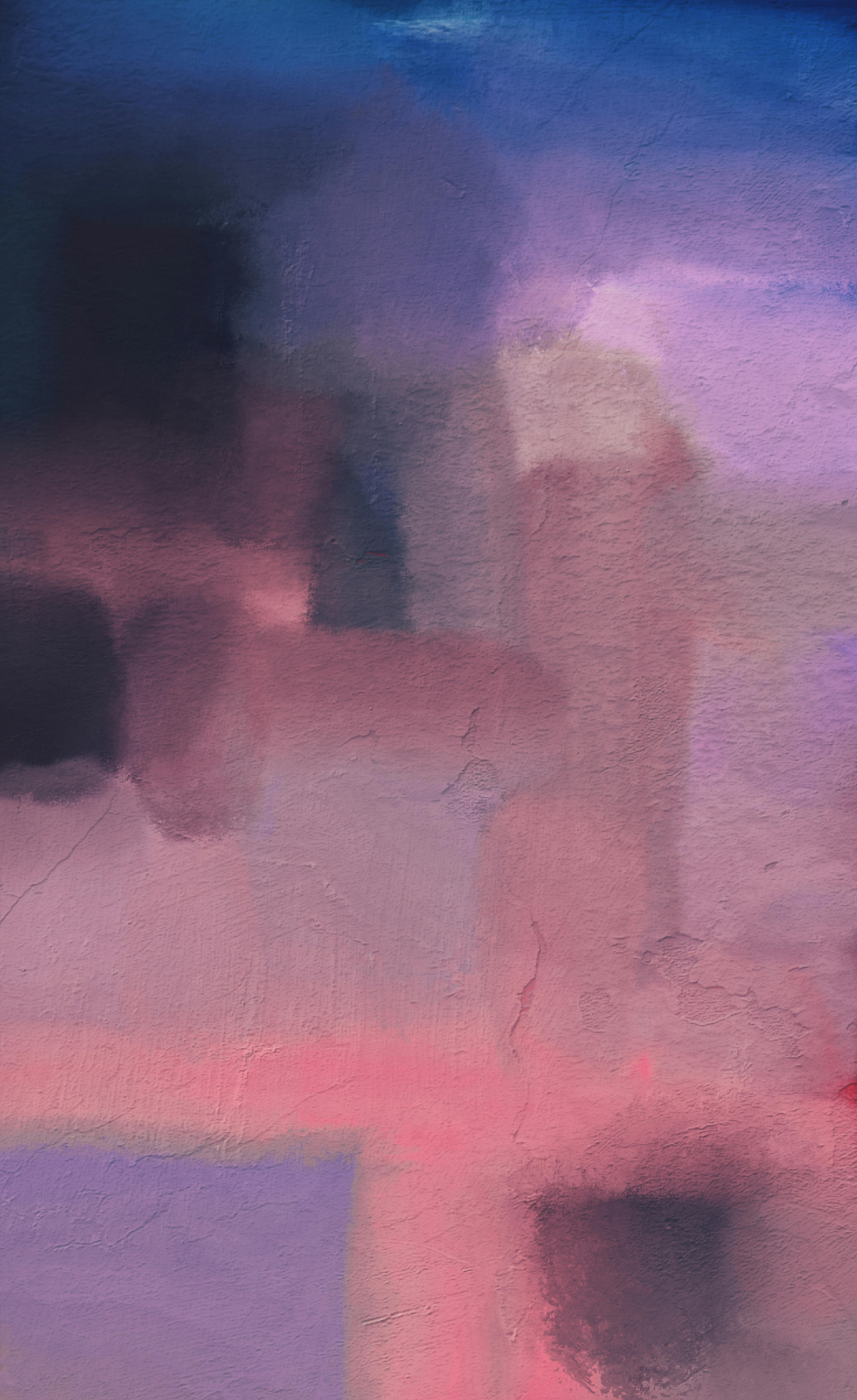 Abstract painting of a pink and purple building · Free Stock Photo