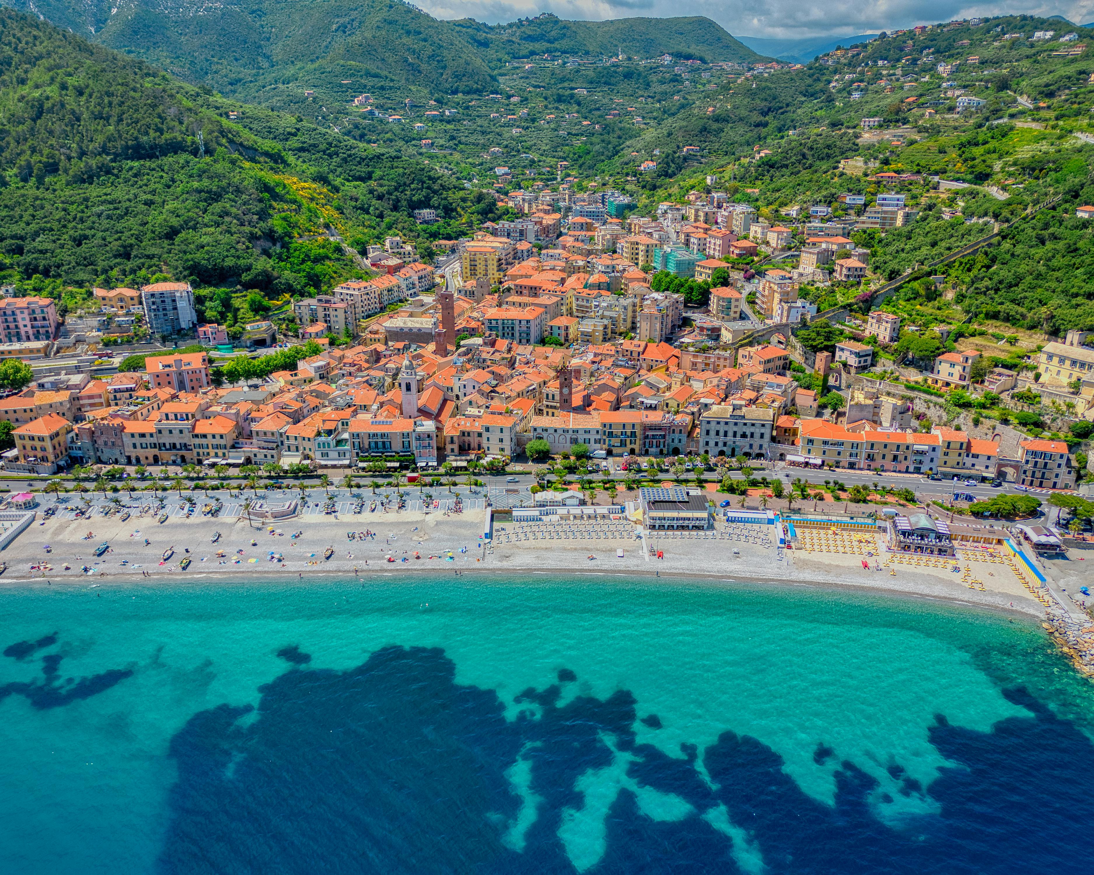 Drone Shot of the Coastal Town of Noli, Liguria, Italy · Free Stock Photo